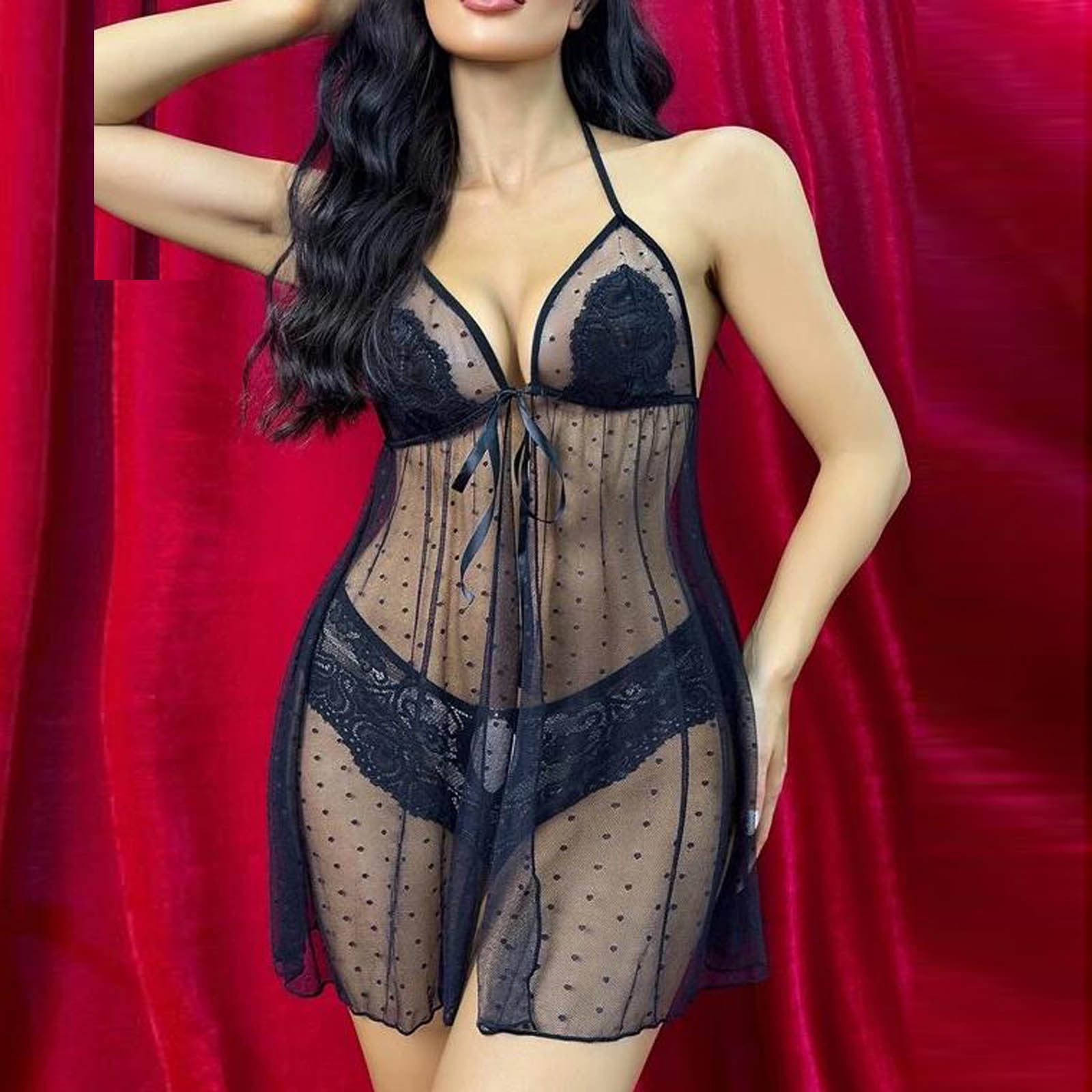 Htnbo Womens Lingerie Sexy Underwear Mesh Sleepwear Lace Plus Size