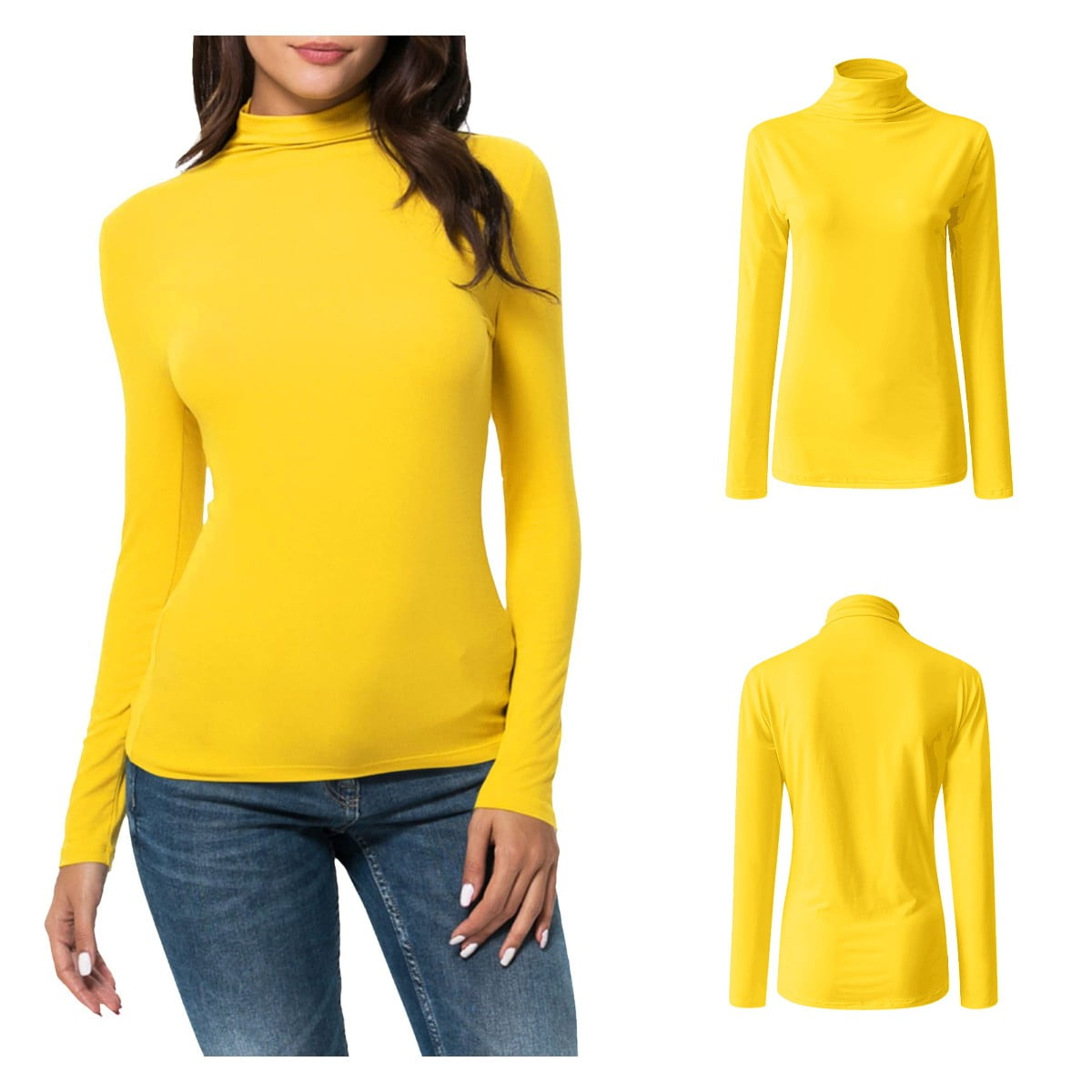 HTNBO Womens Turtle Neck Blouse Casual Winter Fall Spring Long Sleeve ...