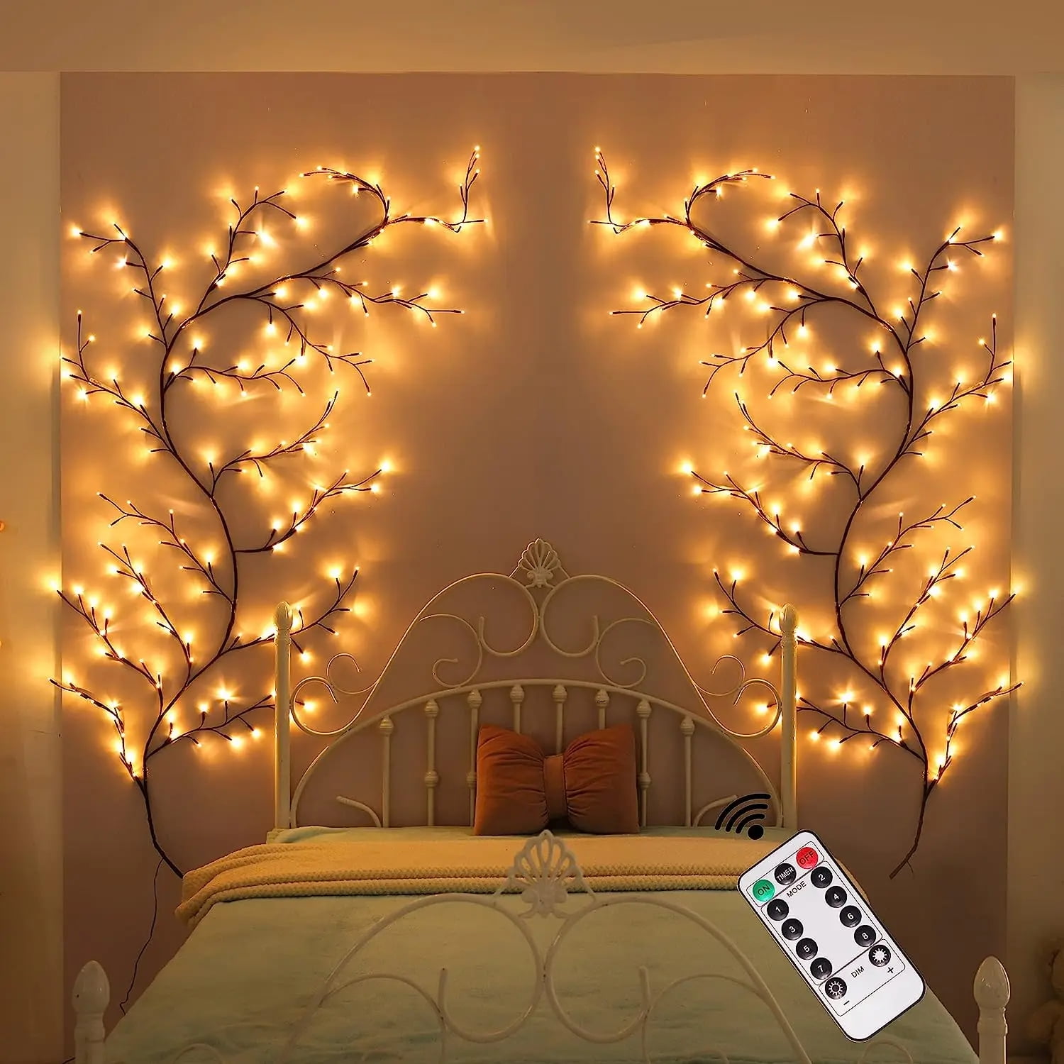 HTPEIXT 144 LEDs Lighted Vine Tree with Remote Bendable Branch Lights ...