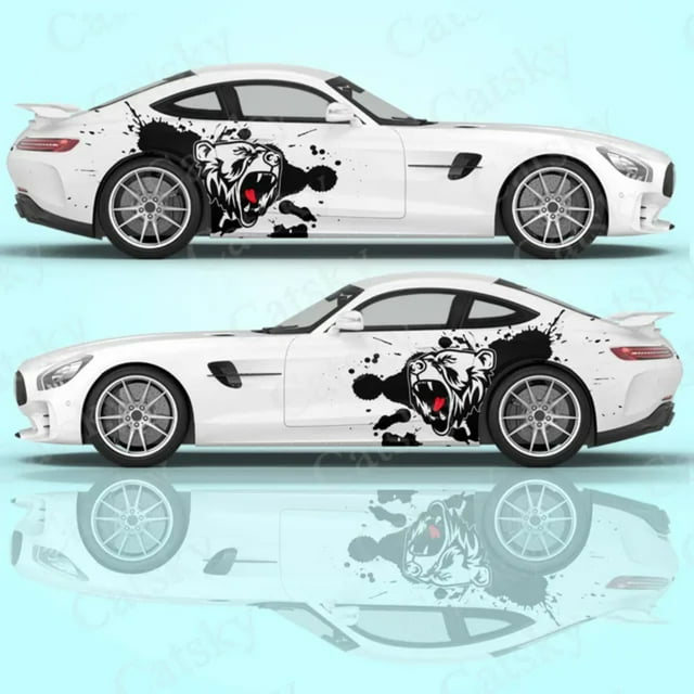 HTPEIXT Grumpy Bear Car Sticker Side Car Wrap Vehicle Side Graphic ...