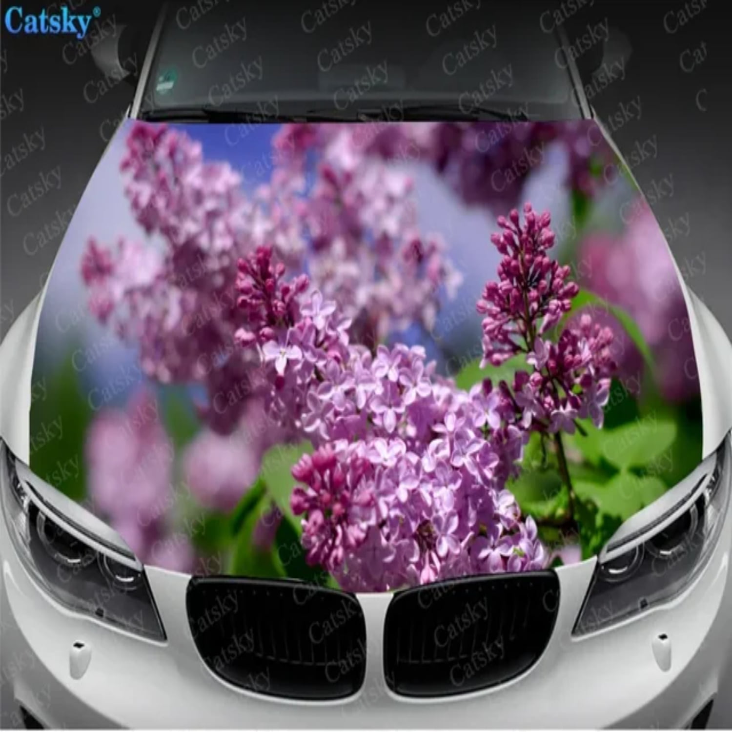 HTPEIXT Purple Lilac Flower Design Car Hood Vinyl Stickers Wrap Vinyl ...