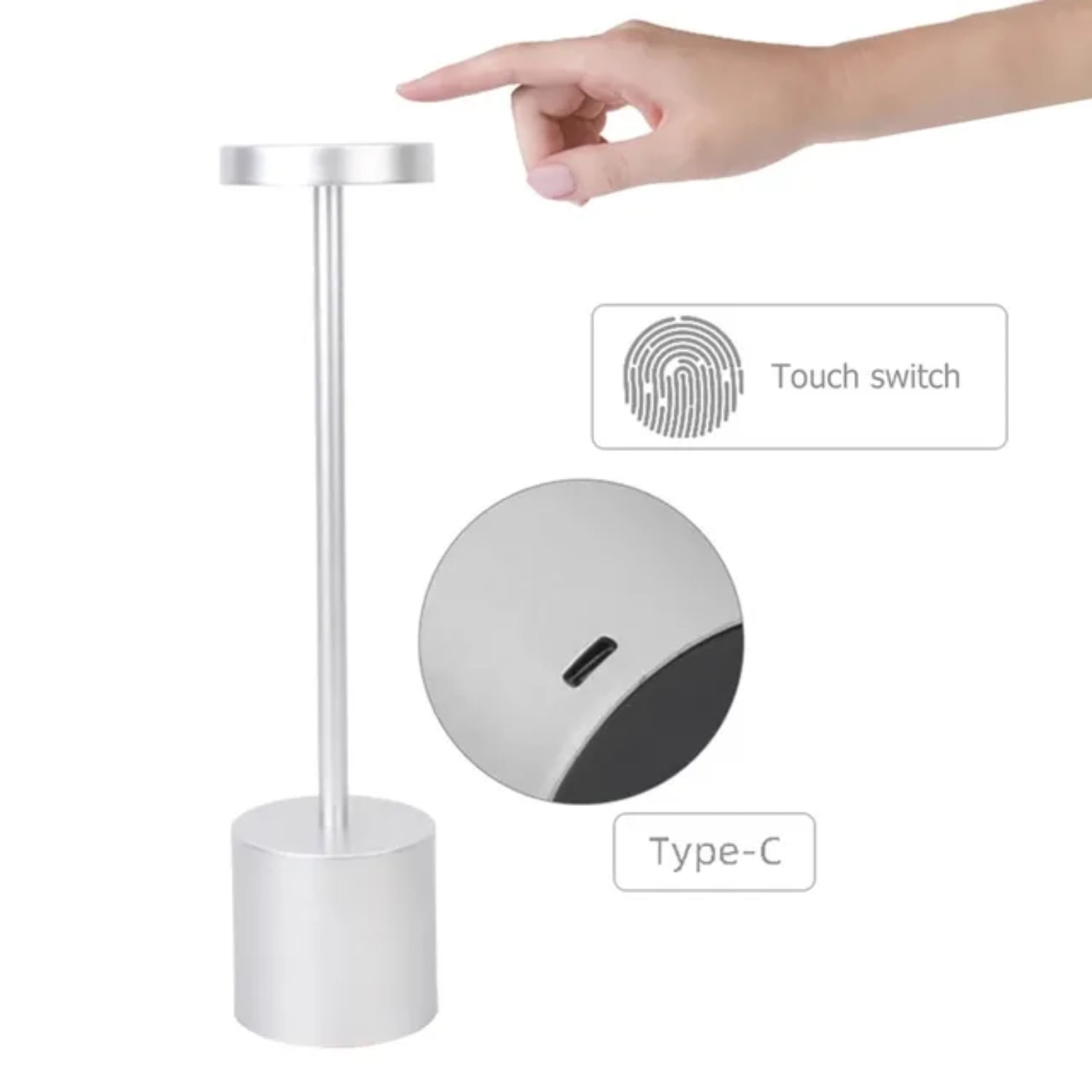 HTPEIXT Rechargeable Table Lamp LED Touch Sensor Desktop Night Light ...