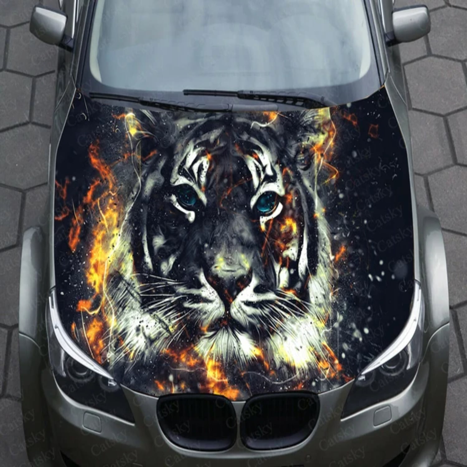 HTPEIXT tiger car stickers graphics vinyl decals hood patterns ...