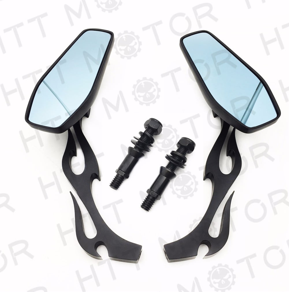 HTT- BLACK ALUMINUM MOTORCYCLE REAR VIEW SIDE MIRRORS FOR HARLEY ...