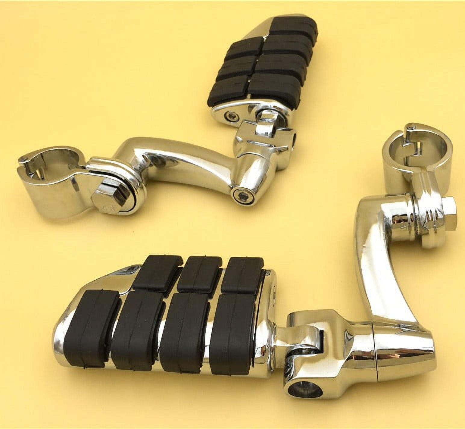 HTT-MOTOR Chrome Adjustable Dually Highway P-Clamps Large Footpeg ...