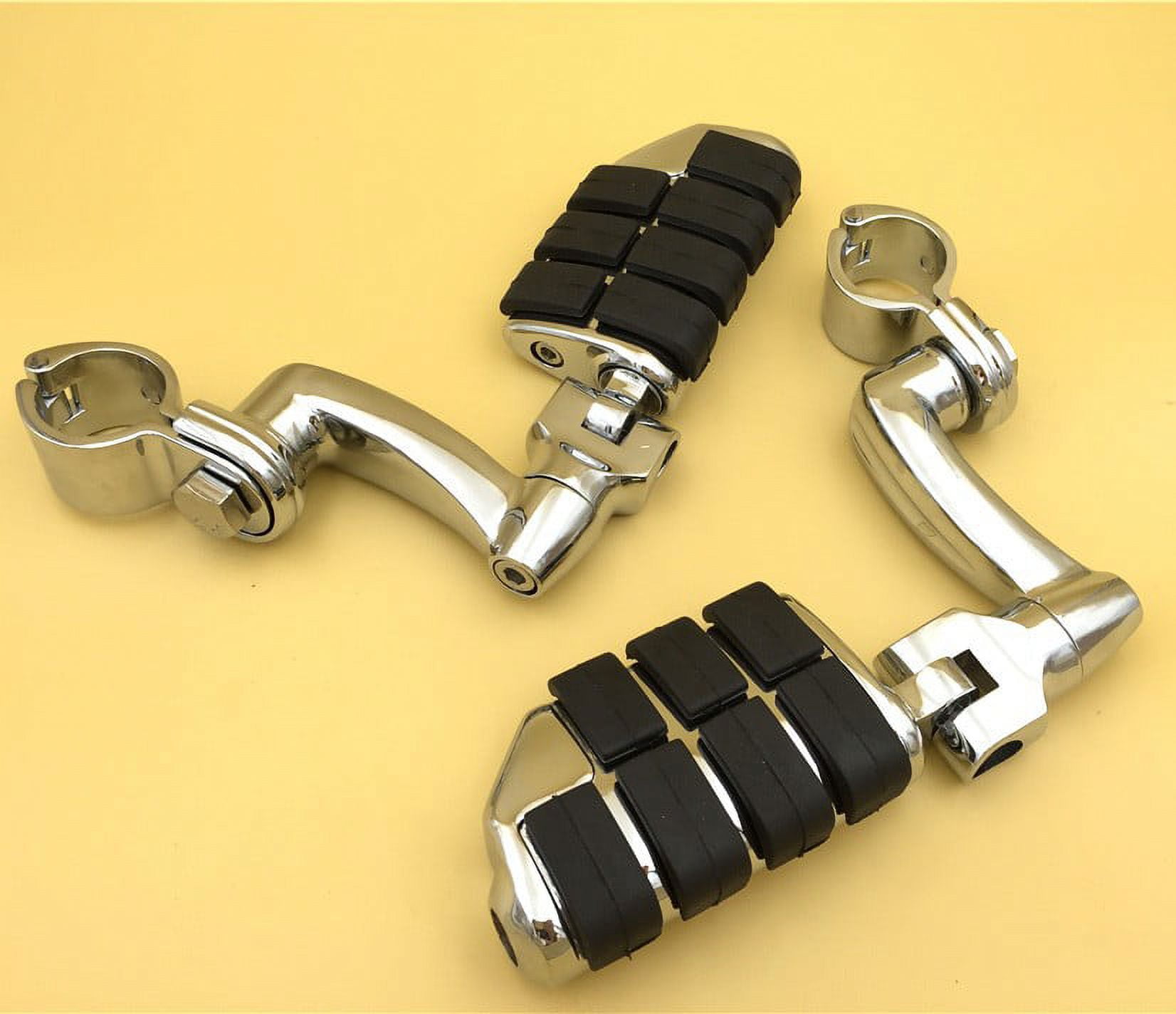 HTT-MOTOR Chrome Adjustable Dually Highway P-Clamps Large Footpeg ...