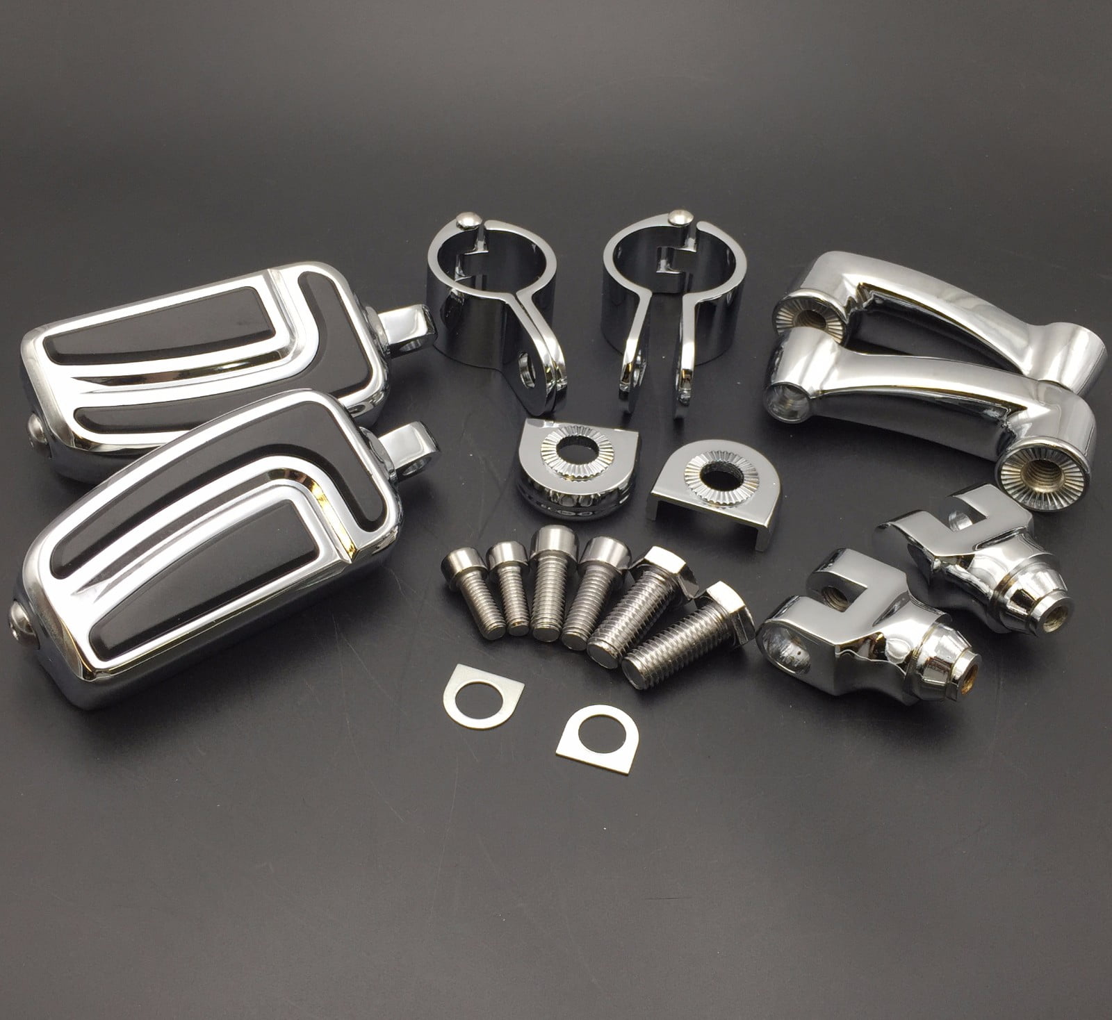 HTT-MOTOR Chrome Adjustable Peg Mounting Kit with AirFlow Foot Peg For ...