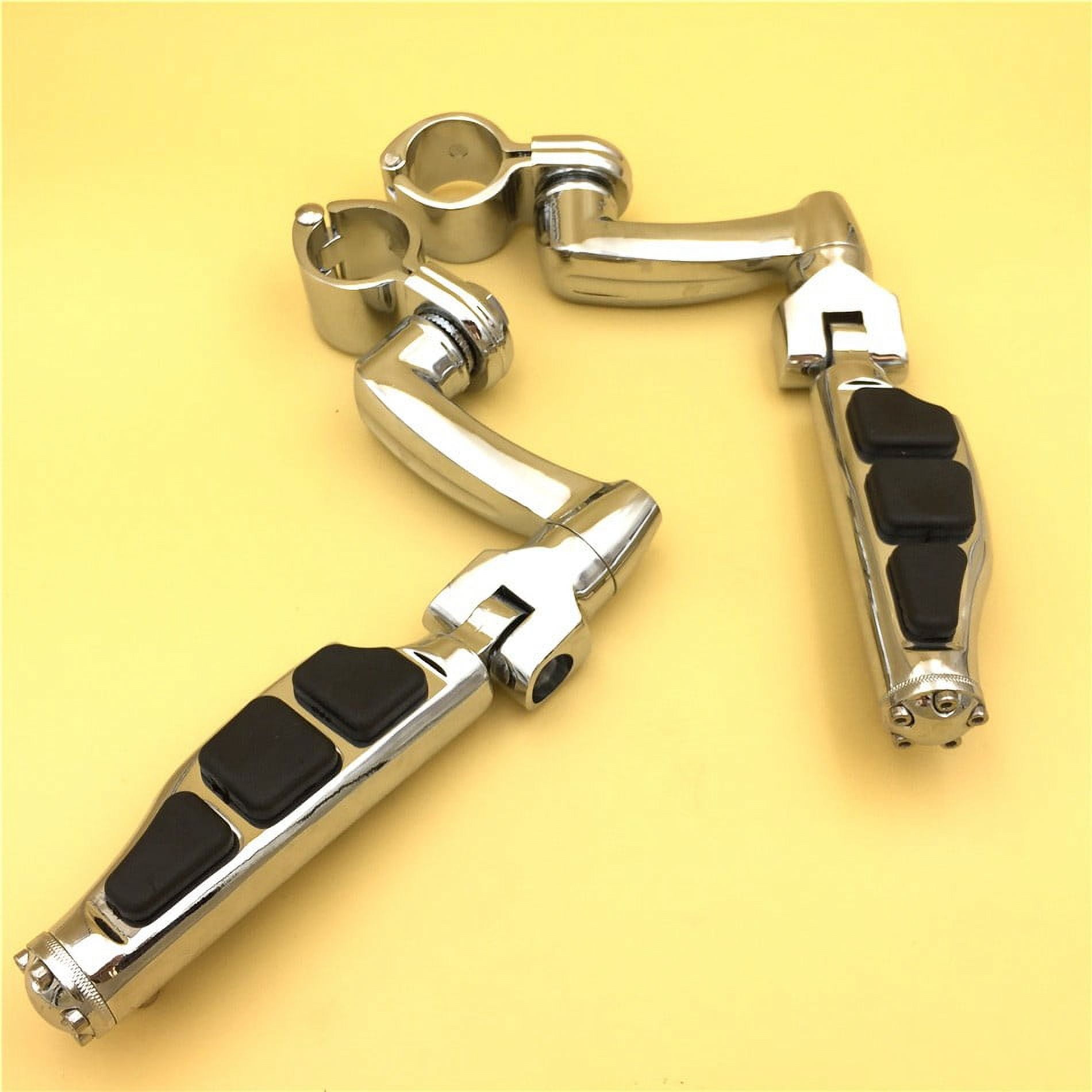 HTT-MOTOR Chrome Adjustable Peg Mounting Kit Flat End Foot Peg Footrest ...