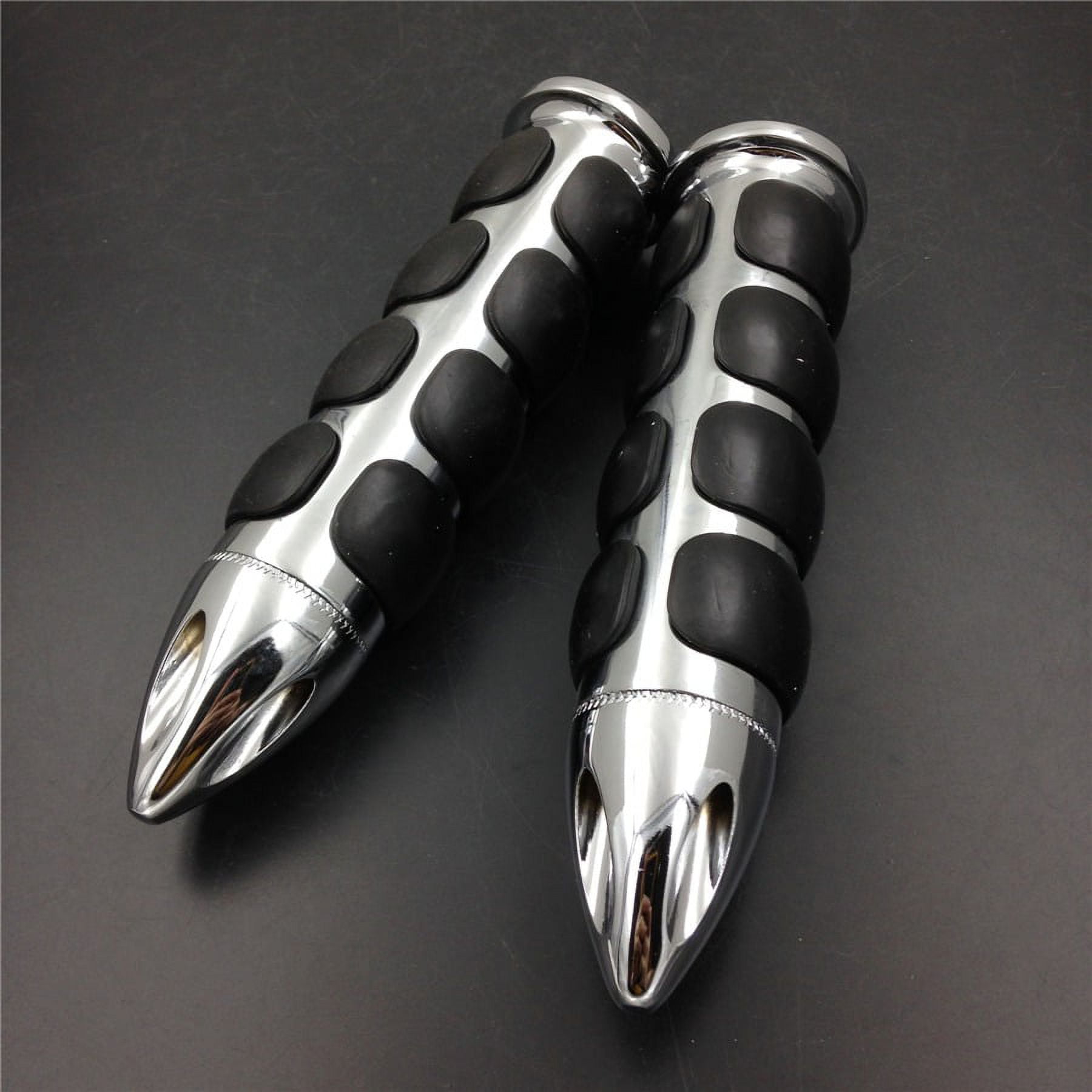 HTT-MOTOR Chrome Bullet 1" 25mm Rubber Handlebar Grip For Harley ...