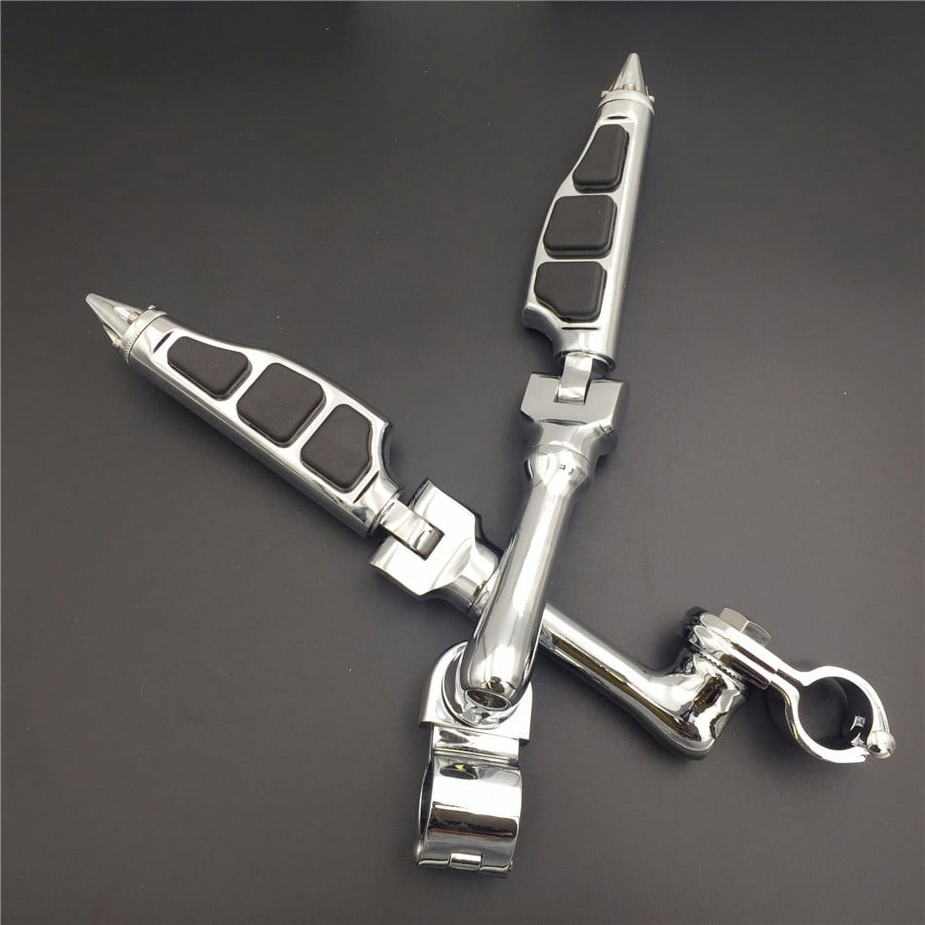 HTT-MOTOR Chrome Long Angled Adjustable Peg Mounting Kit Stiletto Shape ...