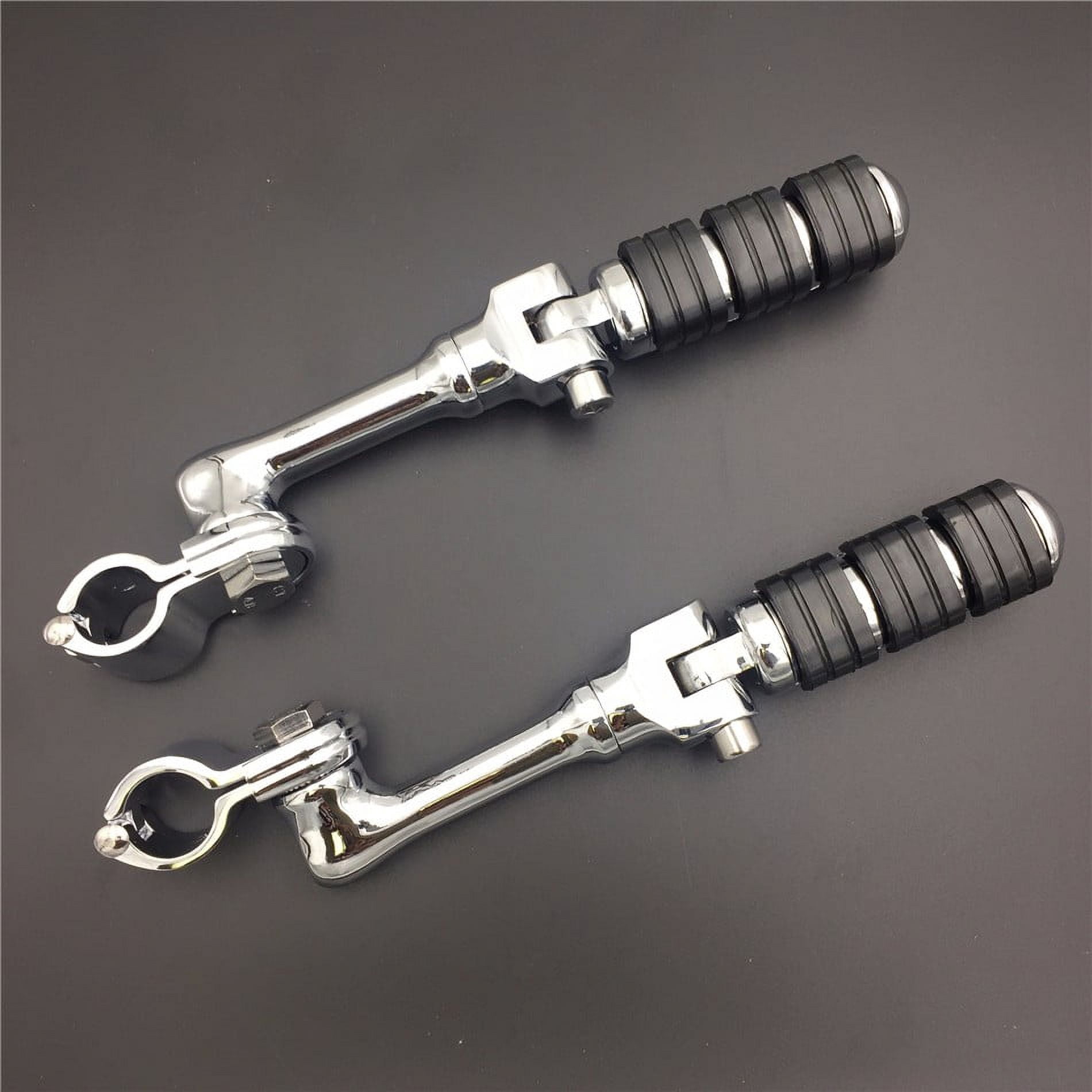 HTT-MOTOR Chrome Regular Footrest Foot Pegs with Long Angled Adjustable ...