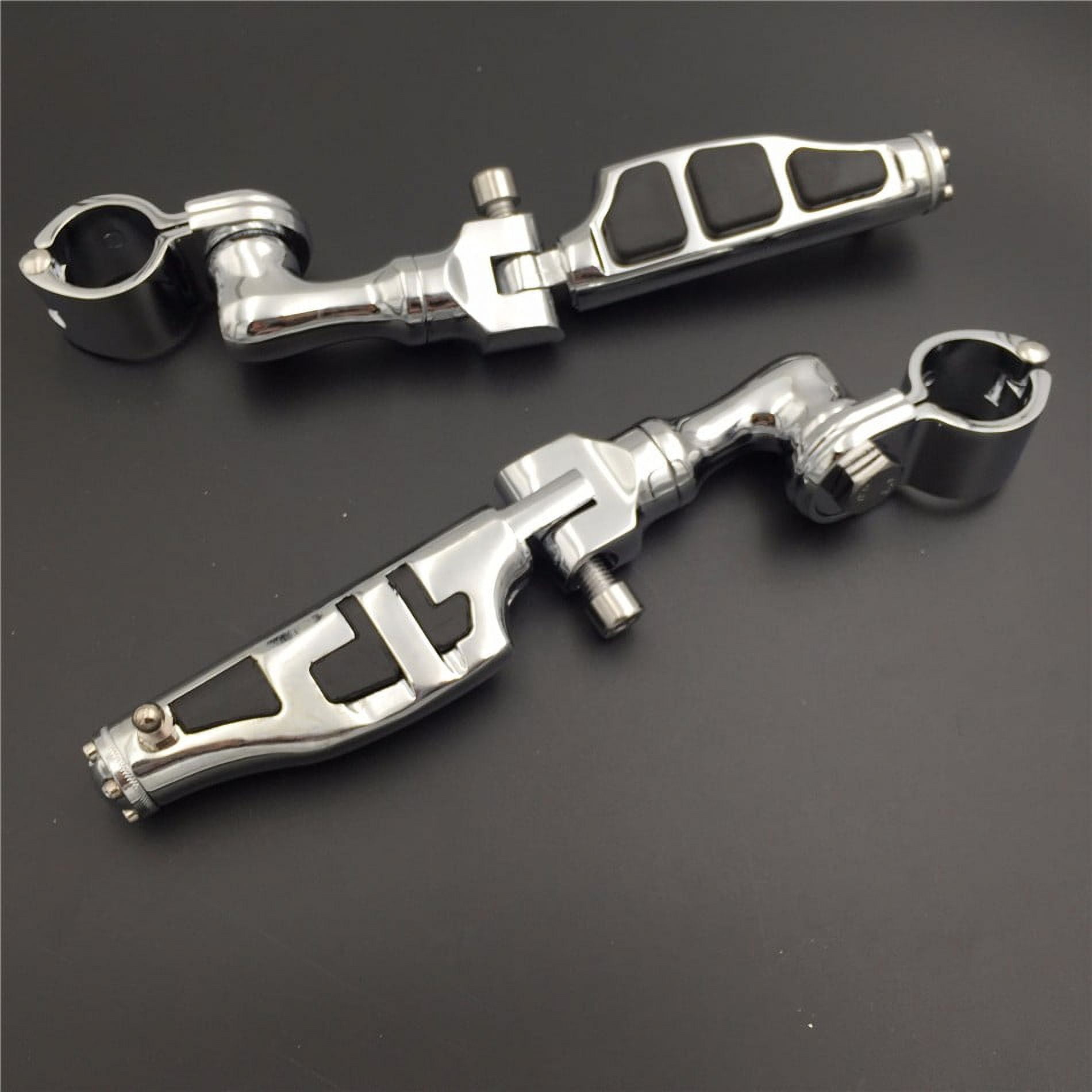 HTT-MOTOR Chrome Short Angled Adjustable Peg Mounting Kit Flat End ...