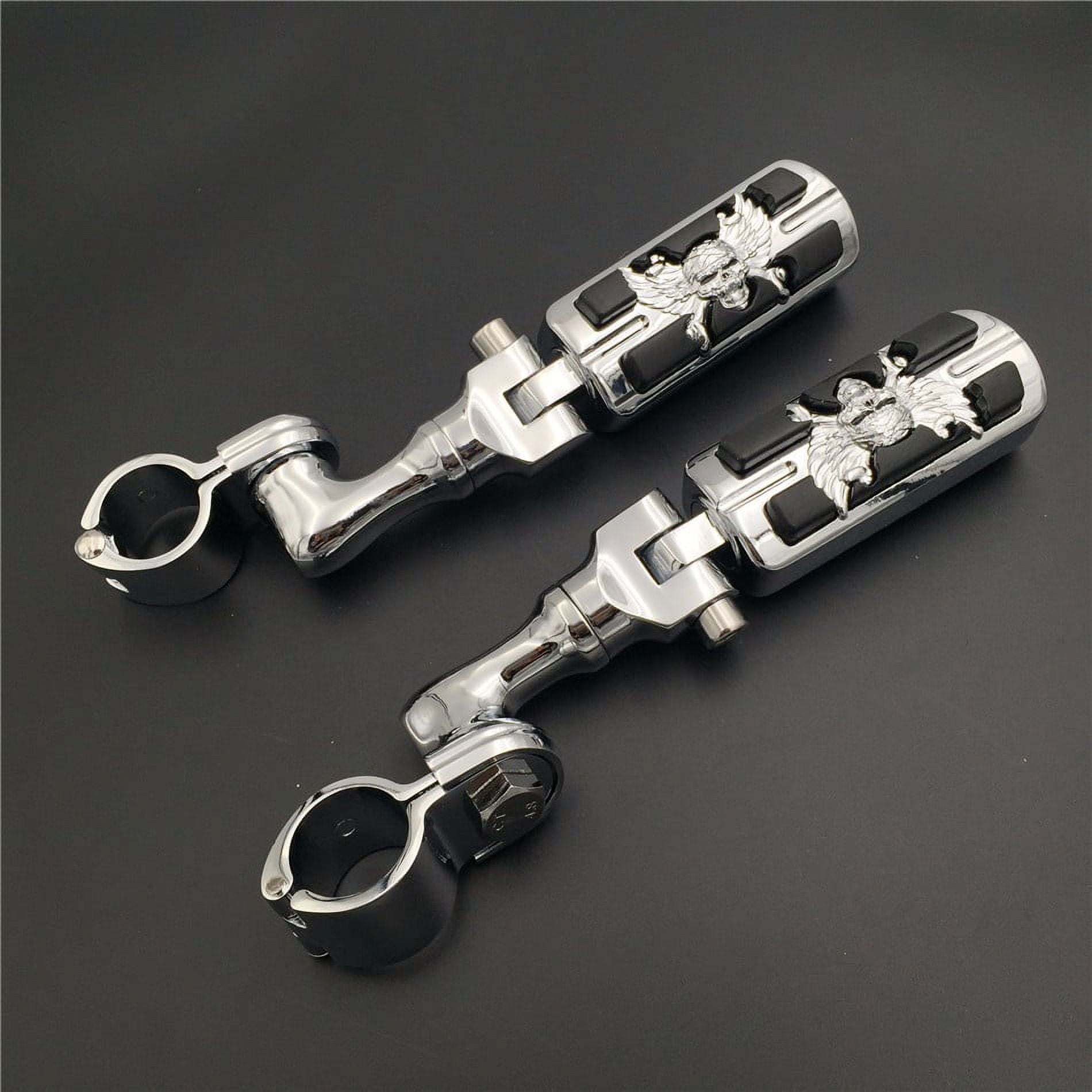 HTT-MOTOR Chrome Short Angled Adjustable Peg Mounting Kit Wing Zombie Sull Foot Peg Footrest ...