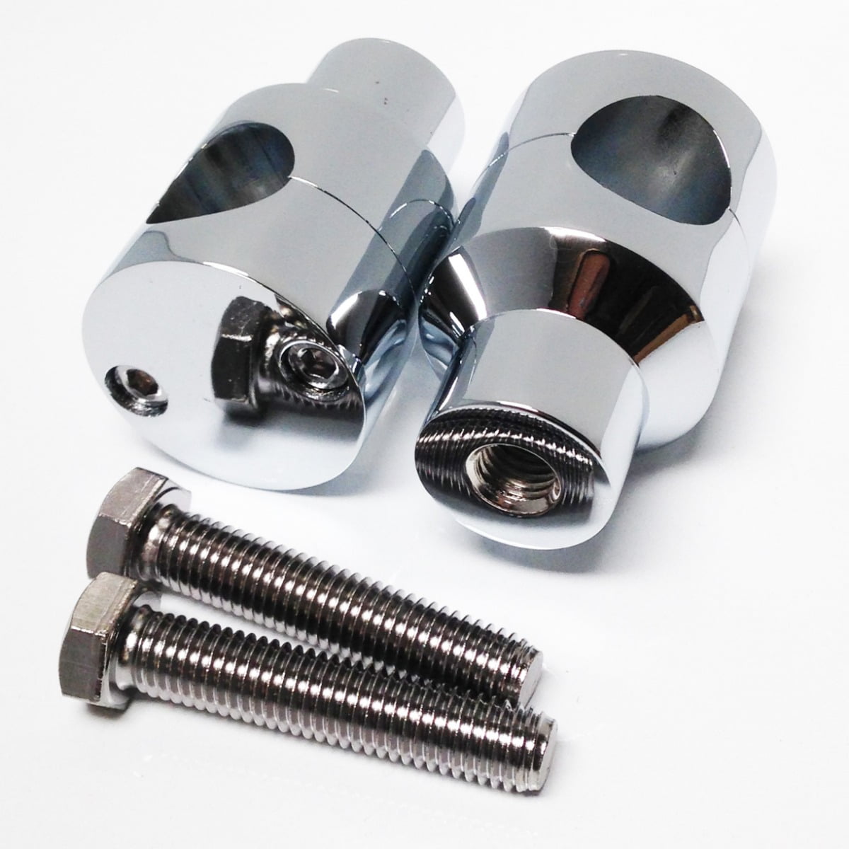 HTT-MOTOR Chrome Shorty ROUND 1" Handlebar Riser For Harley Kawasaki ...