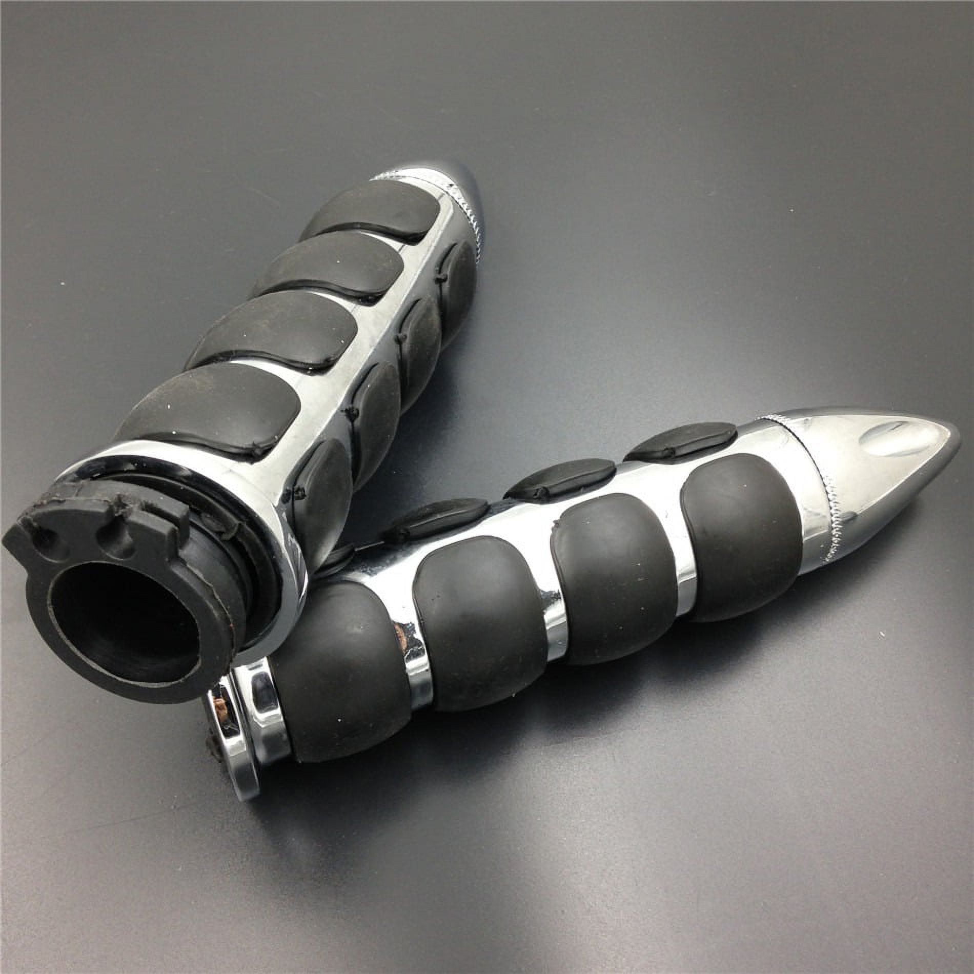 HTT-MOTOR Chromed Bullet 1" Rubber Handlebar Grip For Harley Chopper ...