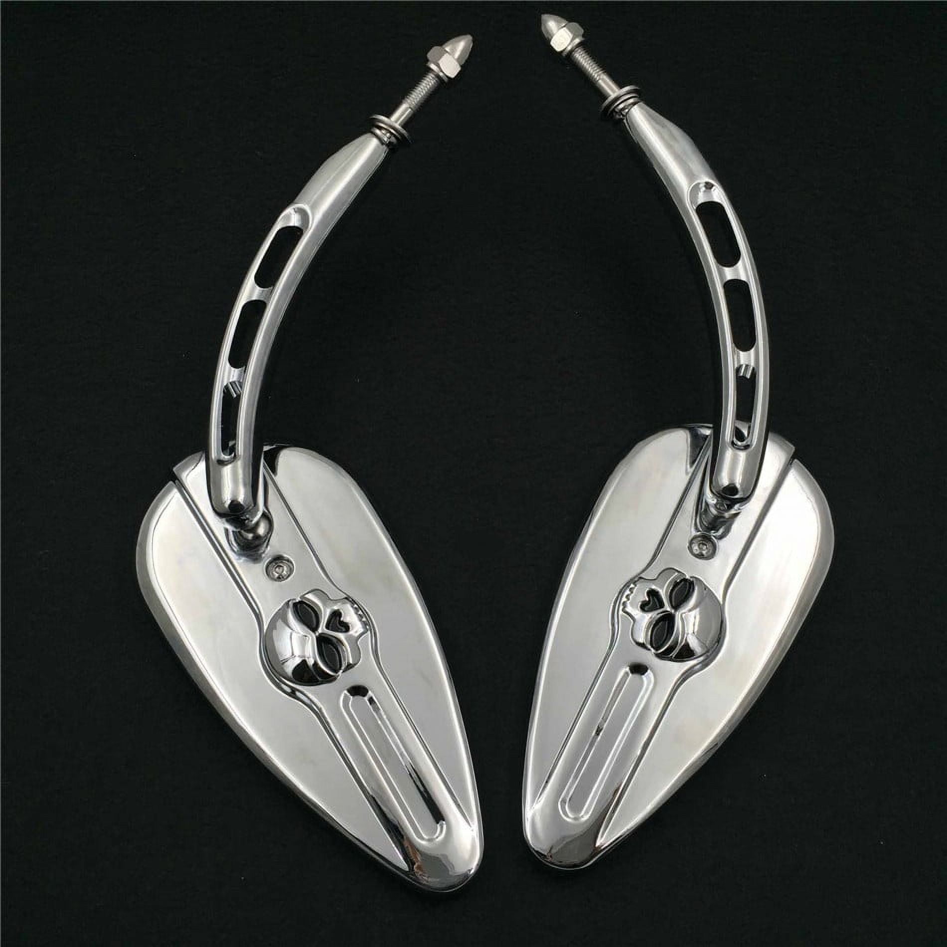 HTT-MOTOR Motorcycle Chrome Skull Side Mirrors For 1984 and up Harley ...