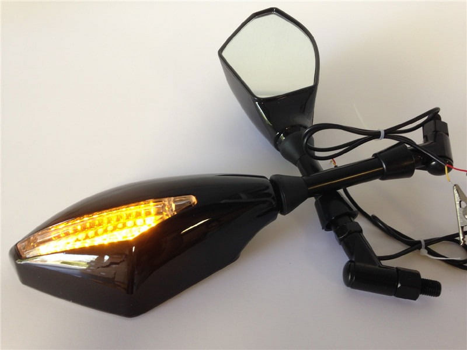 HTT-MOTOR Motorcycle Integrated LED Turn Signals Side Mirrors for ...