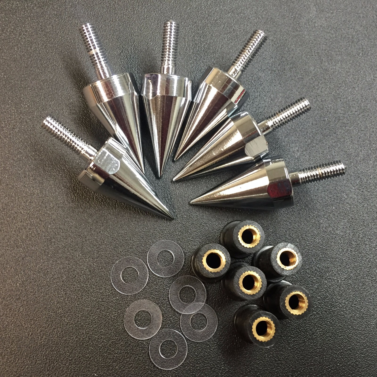 HTT-MOTOR Universal Chrome Motorcycle Spike Bolts With Mounting Parts ...