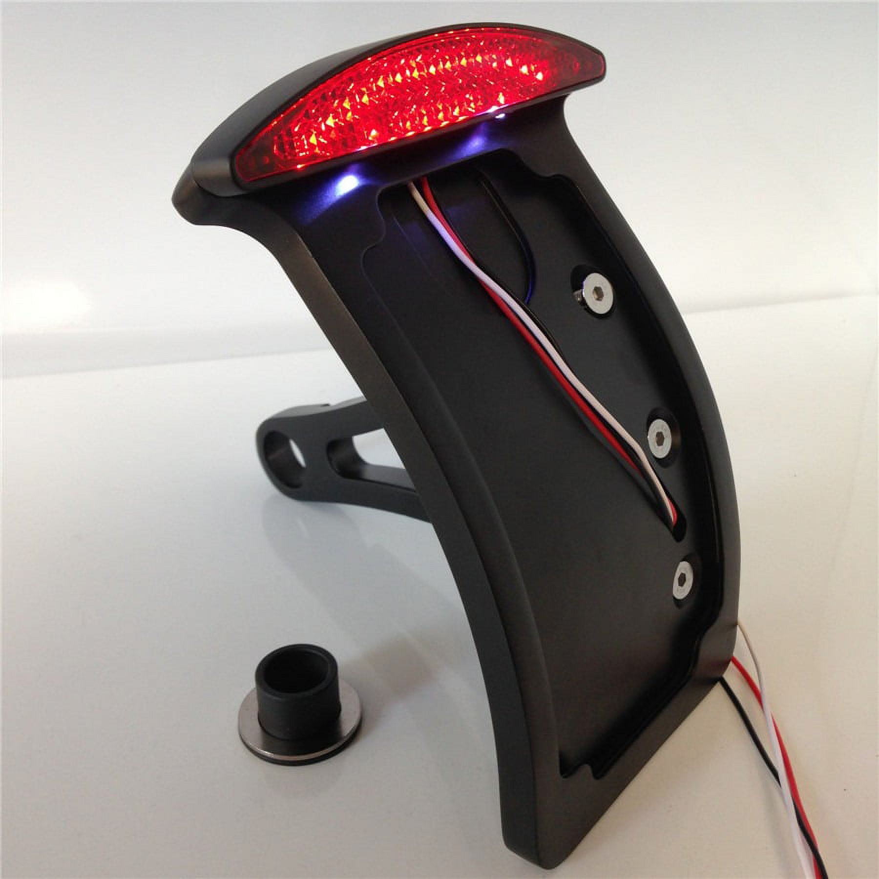 HTT Motorcycle Black Curved Side Mounted License Plate Bracket w/ Led Tail Light Brake Light 7/8 ...