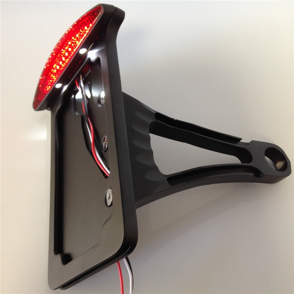 HTT Motorcycle Black Flat Side Mounted License Plate Bracket w/ Led ...