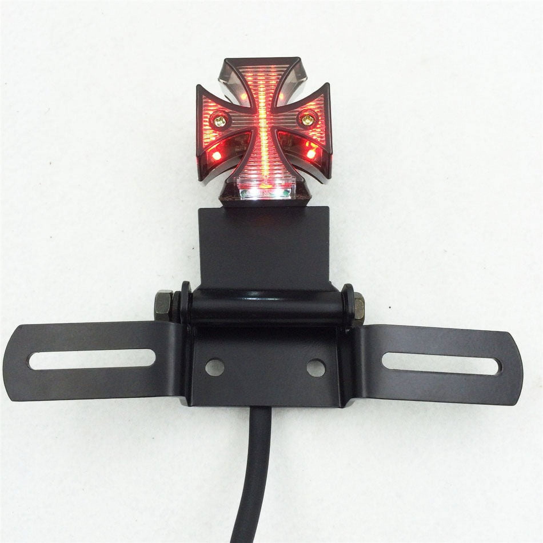 HTT Motorcycle Brake License Plate Maltese Cross Shape Tail Light Fit ...