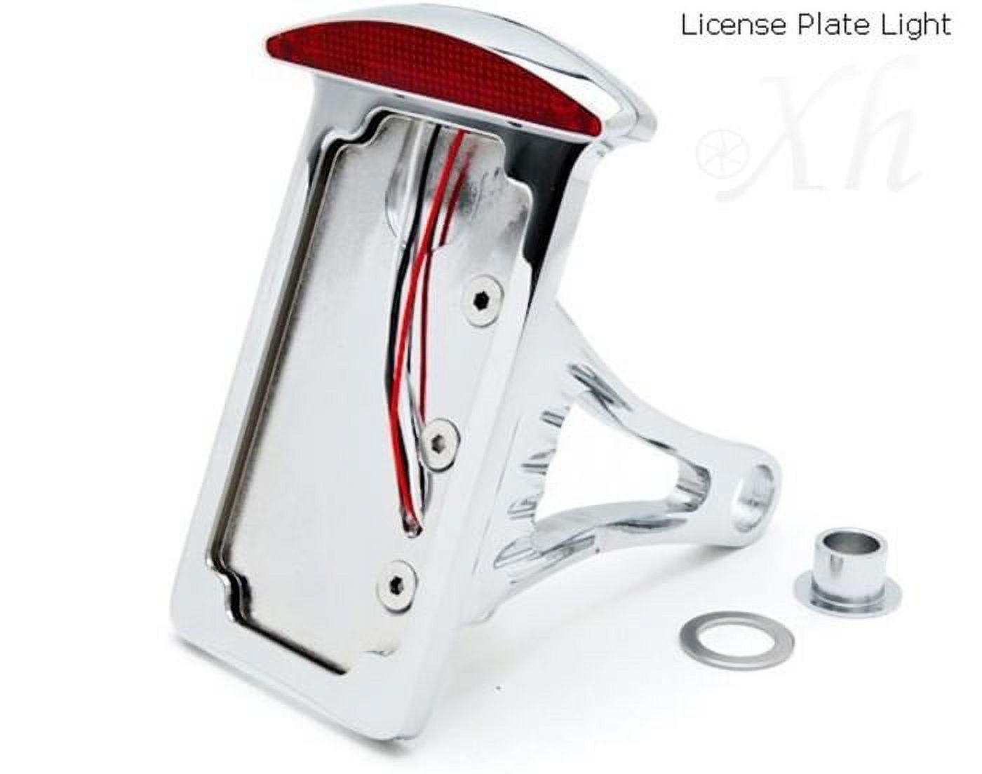 HTT Motorcycle Chrome Flat Side Mounted License Plate Bracket w/ Led ...