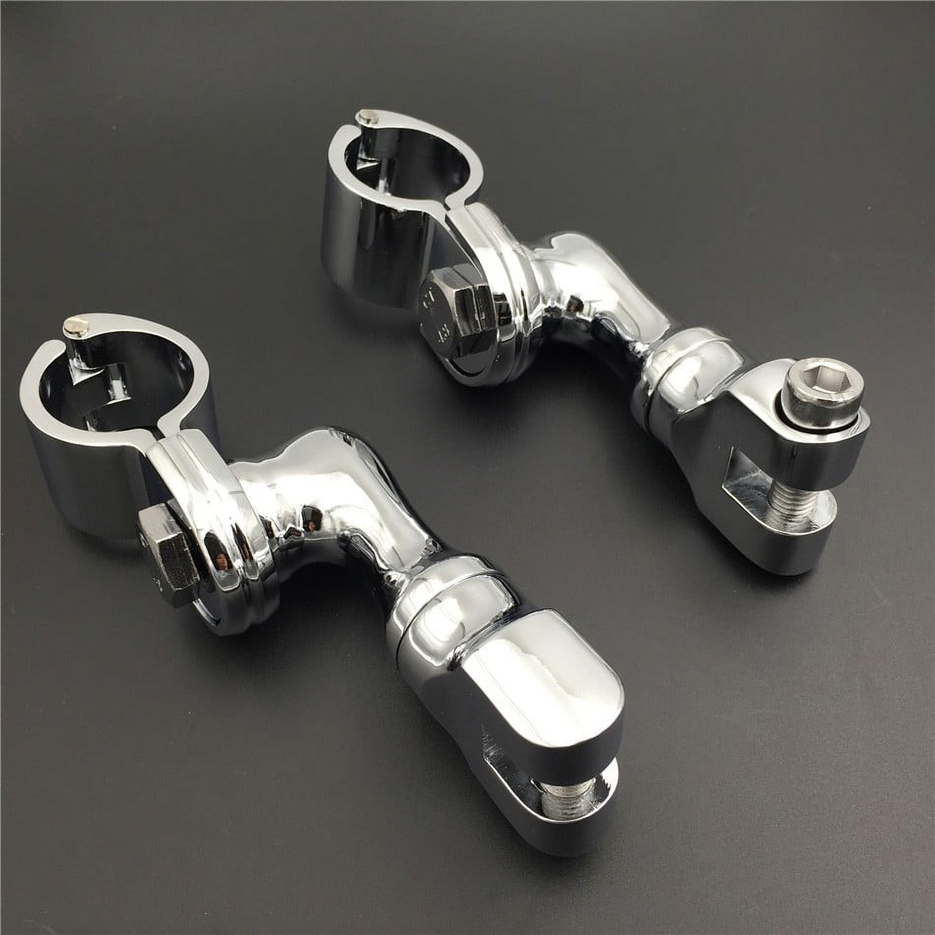 HTT Motorcycle Chrome Short Angled Adjustable Highway Peg Mounting Kit ...