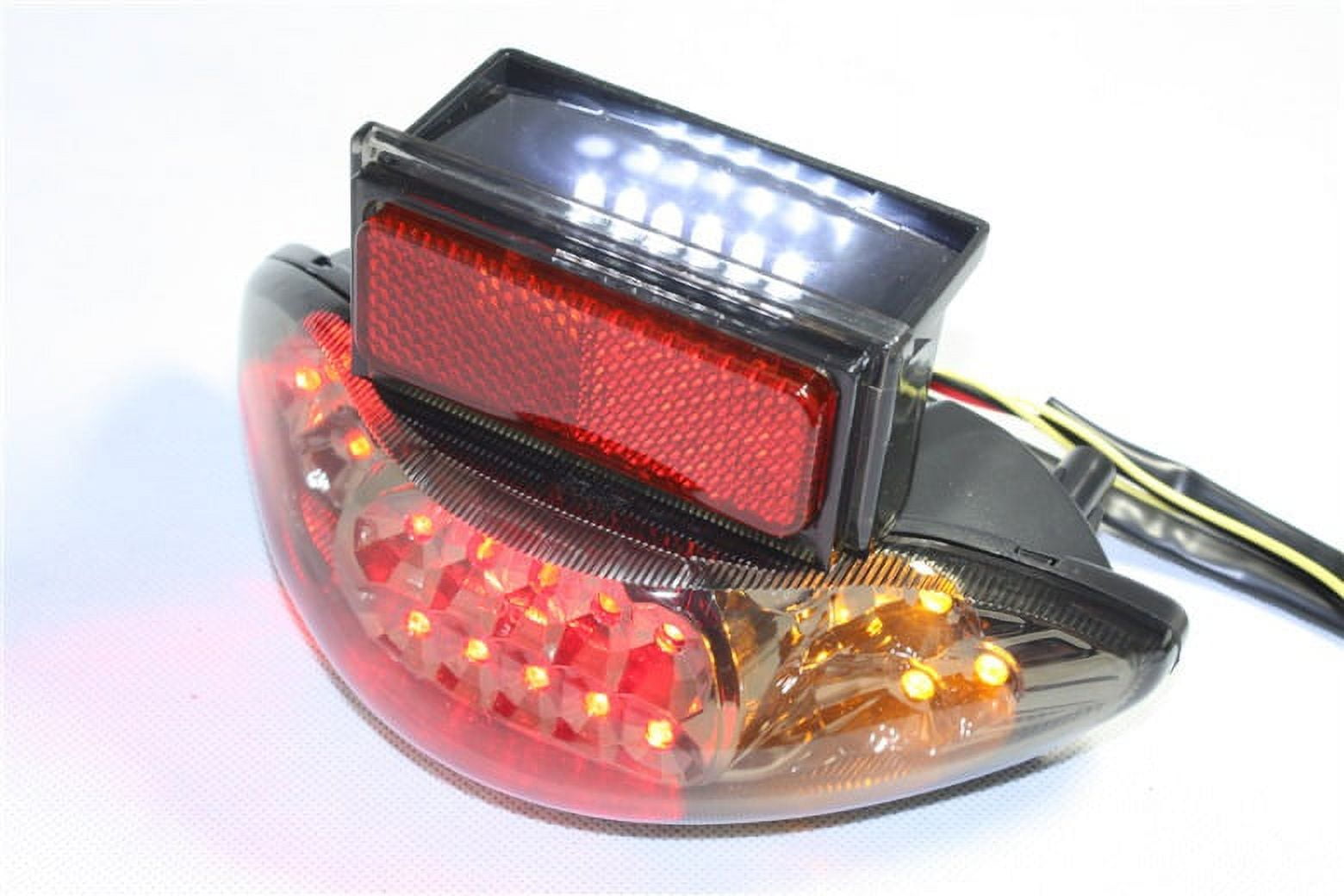 HTT Motorcycle Custom Smoke Lens LED Brake Tail Light with Integrated Turn Signals Indicators ...