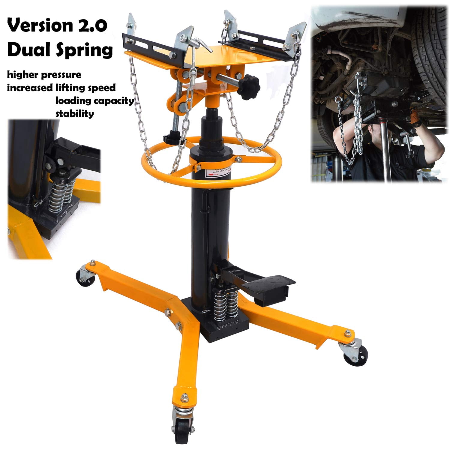 HTTMT- 34" to 73" Professional Dual Spring Hydraulic Transmission Jack ...