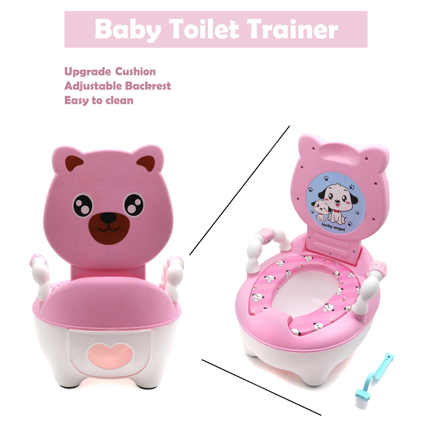 HTTMT- Baby Kids Pink Bear Portable Potty Training Toilet Seat With Pad ...