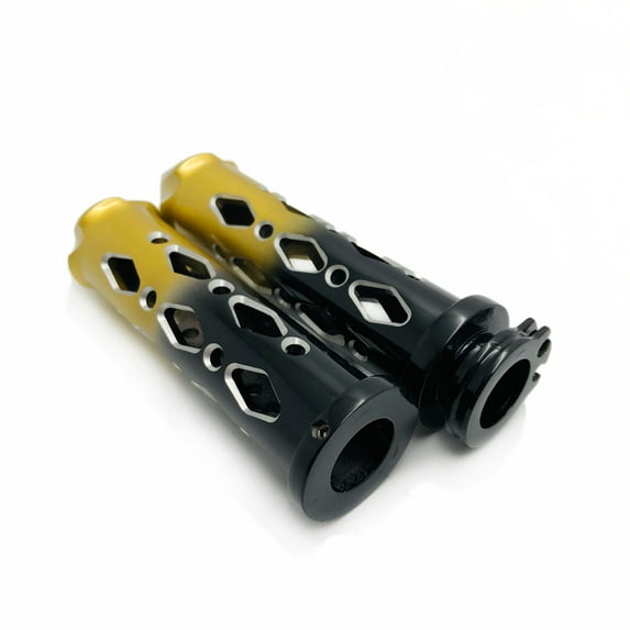 HTTMT- Black Gold Cruiser Motorcycle 7/8" Inch 22mm Spike Hand Grips ...