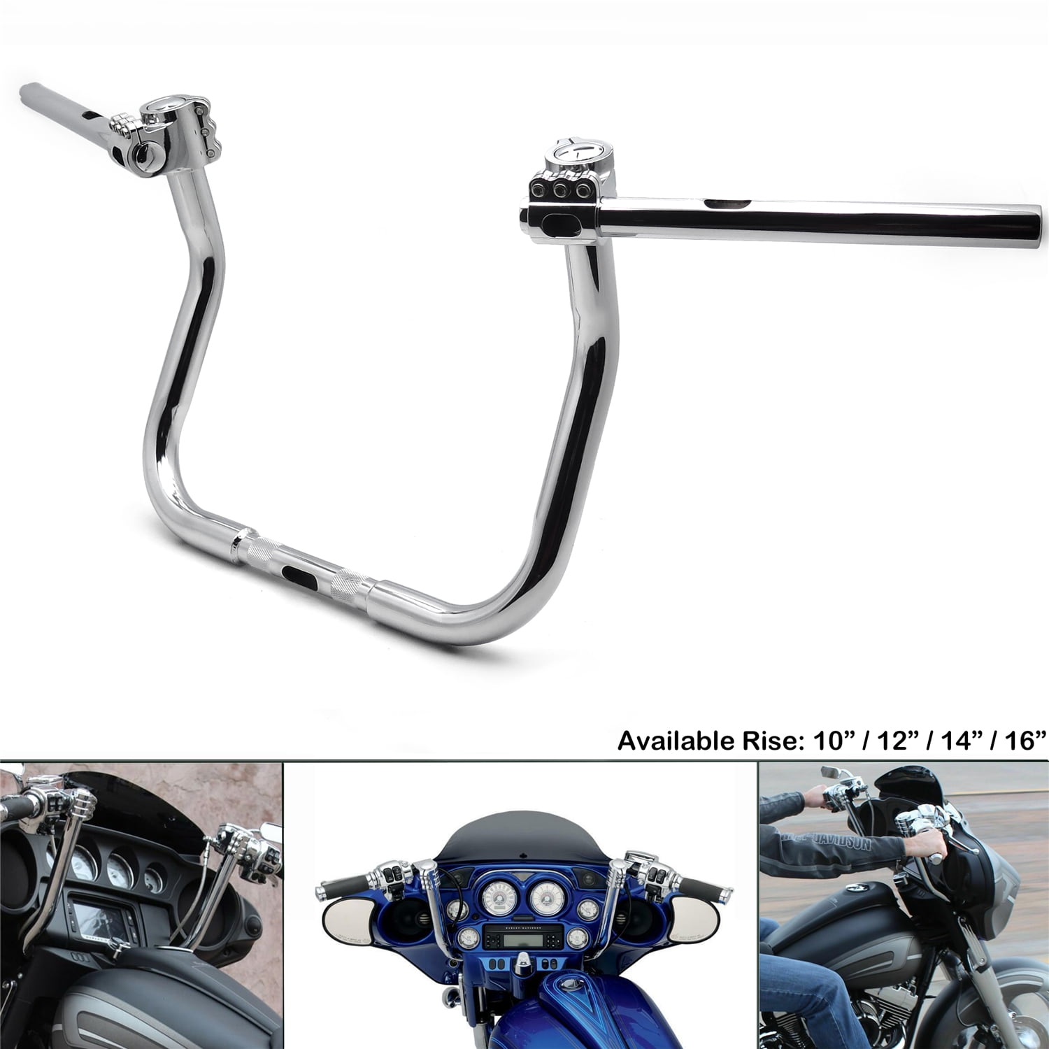 HTTMT- Chrome 12" KlipHanger Ape Hanger Handlebars Compatible with 08 ...