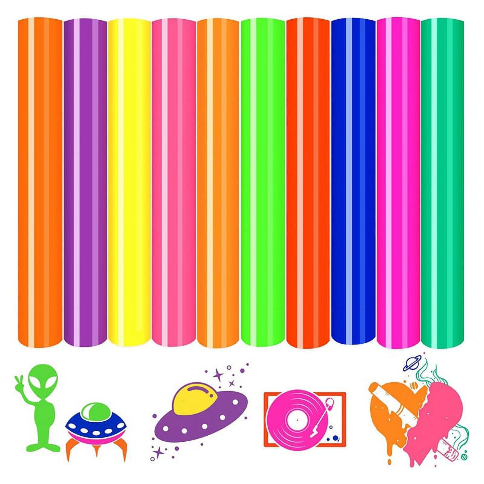 HTV Heat Transfer Vinyl-30X25cm 10 Sheet Neon on Vinyl Green Neon HTV ...