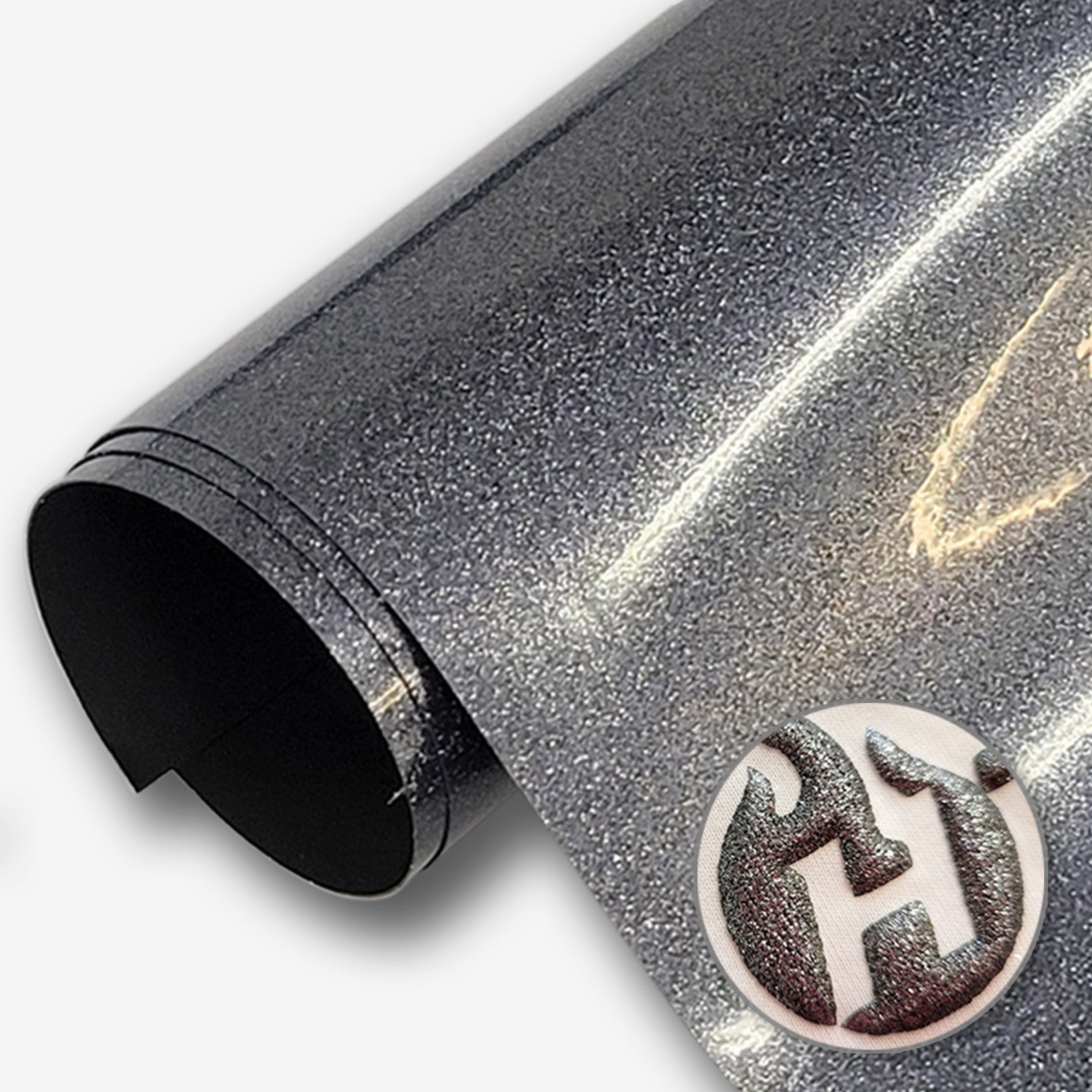 HTV4U Puff Glitter Transfer Vinyl Glitter Charcoal, 20" x 54 Yards - 3D ...