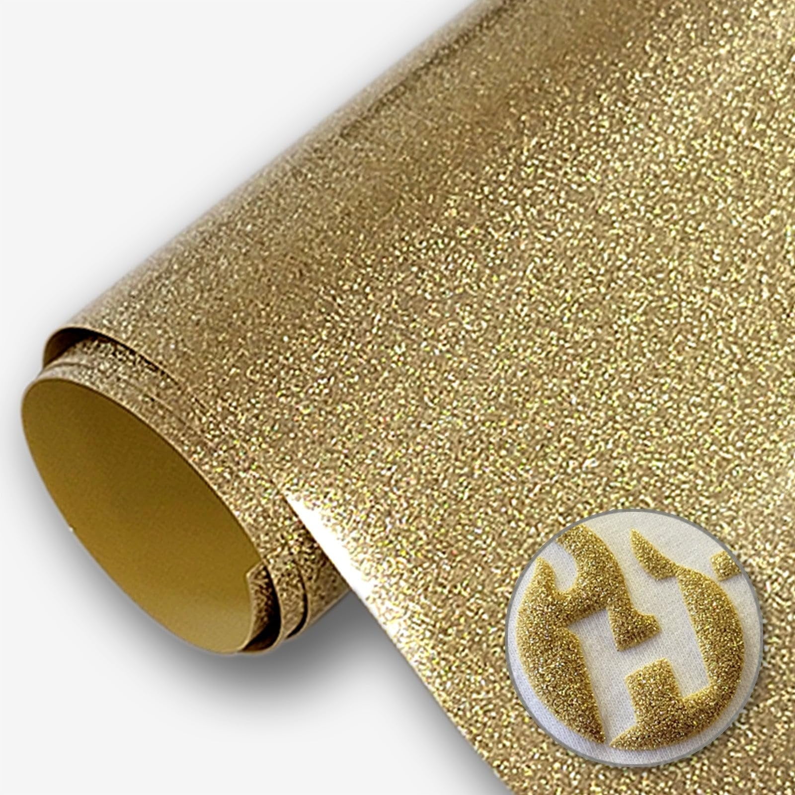 HTV4U Puff Glitter Transfer Vinyl (Glitter Gold, 20" x 54 Yards) - 3D ...