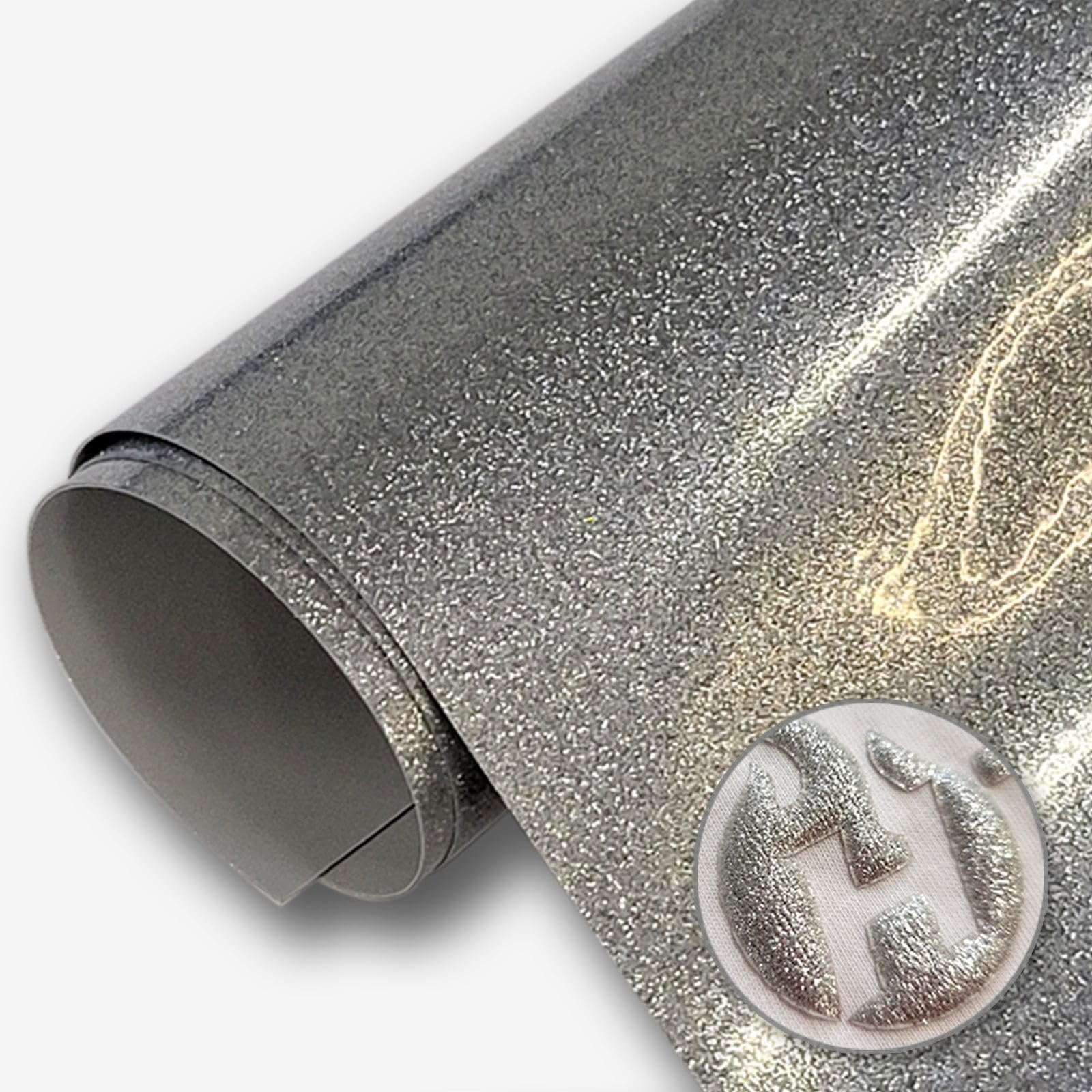 HTV4U Puff Glitter Transfer Vinyl Glitter Silver, 20" x 10 Yards - 3D ...