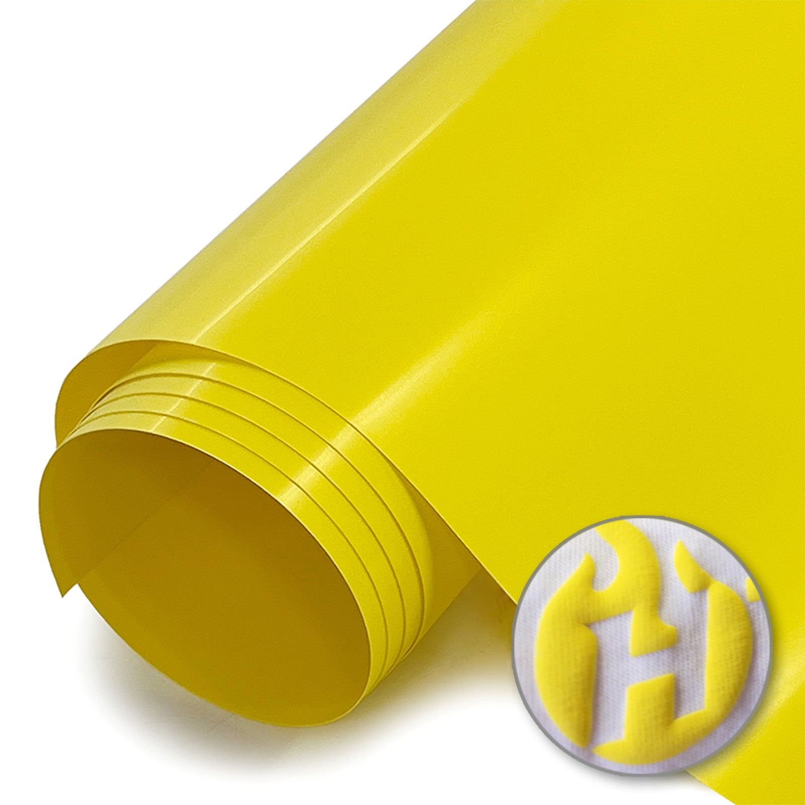 HTV4U Puff Heat Transfer Vinyl (Lemon Yellow, 20" x 10 Yards) - 3D ...
