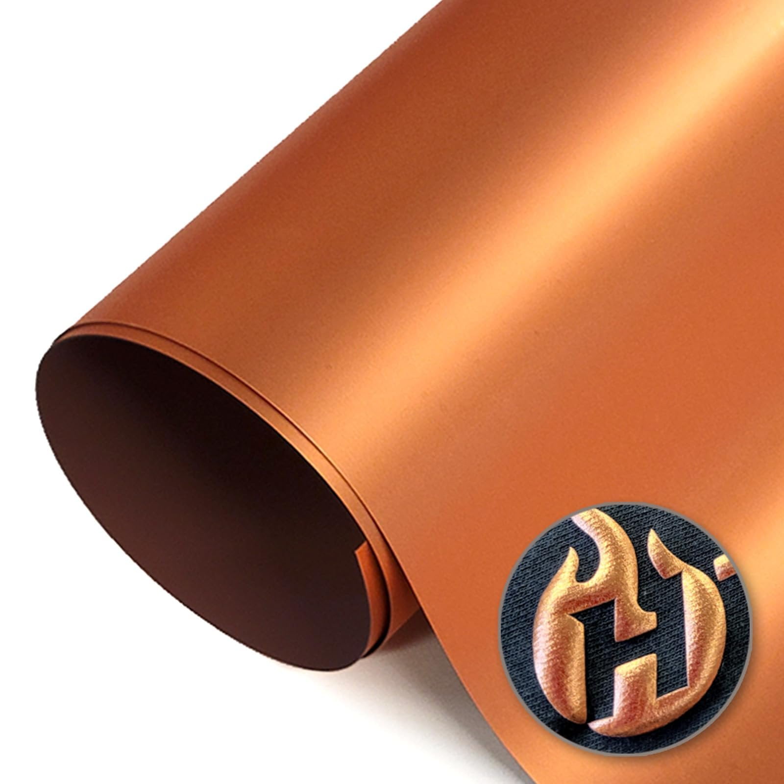 HTV4U Puff Metal Heat Transfer Vinyl Foil Copper, 20" x 12" Sheet - 3D ...
