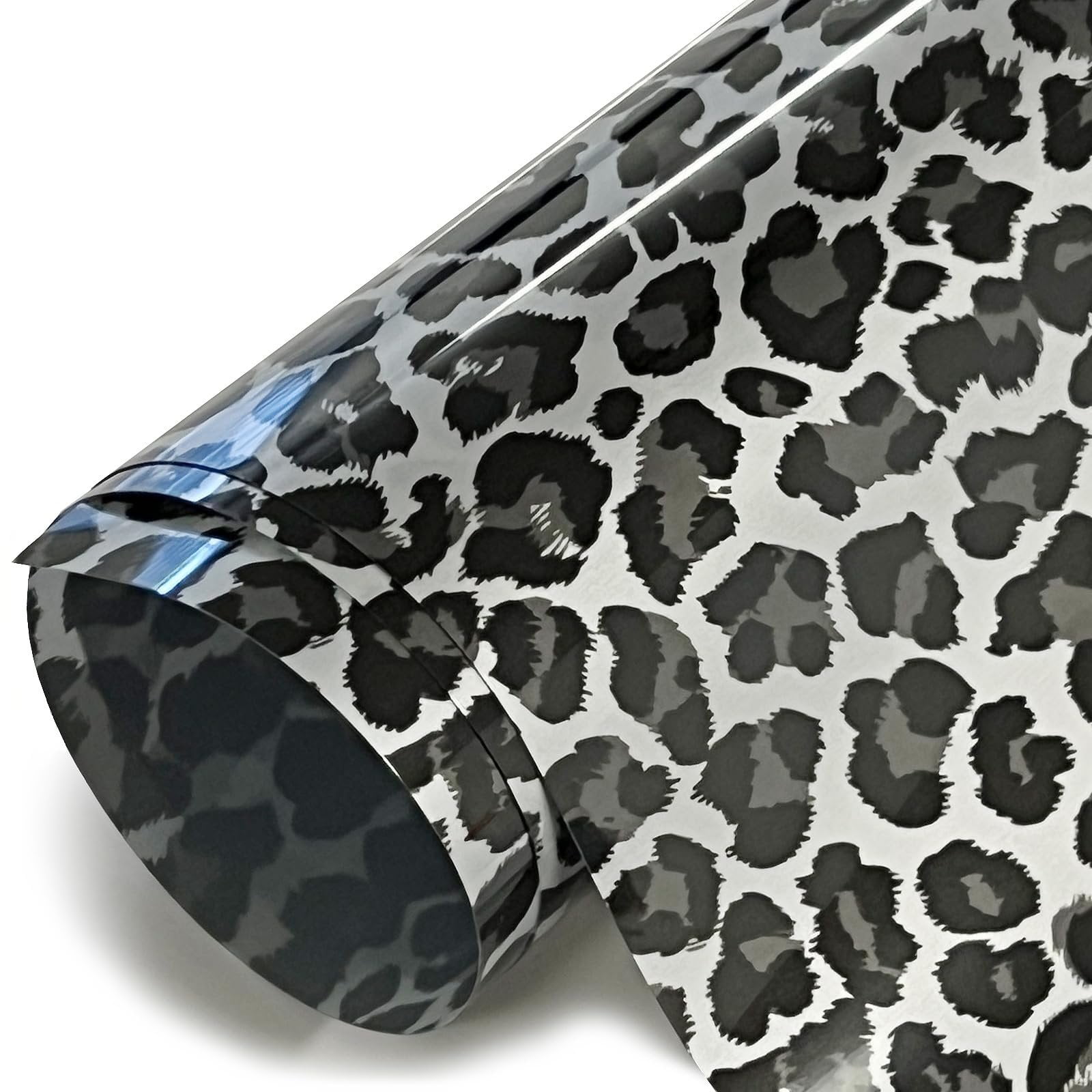 HTV4U Stretchable WeedFoil Heat Transfer Vinyl Leopard Silver, 20" x 5 ...
