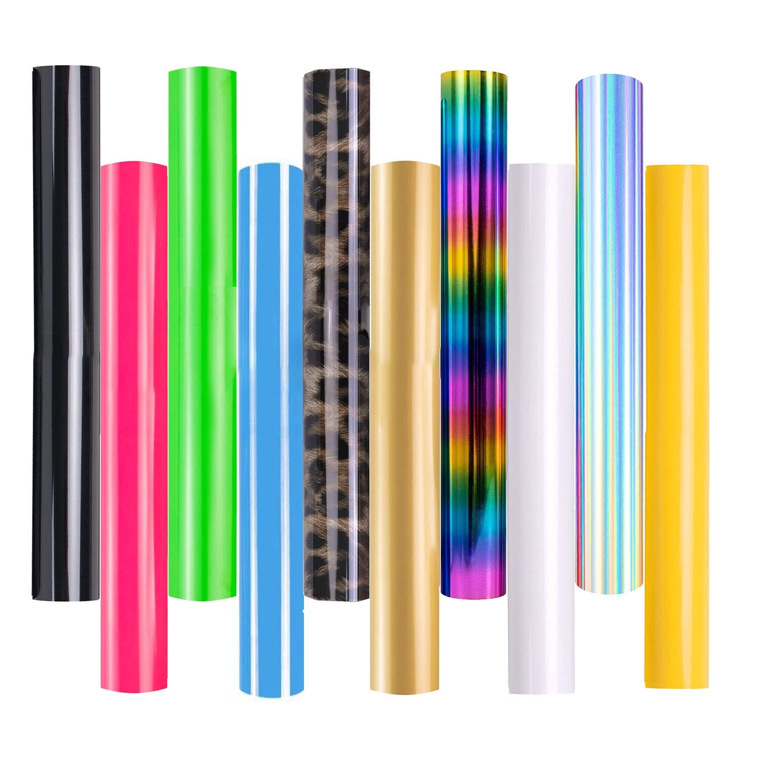 "HTVRONT 10 Rolls Heat Transfer Vinyl Bundle, 12"" x 5FT Holographic ...