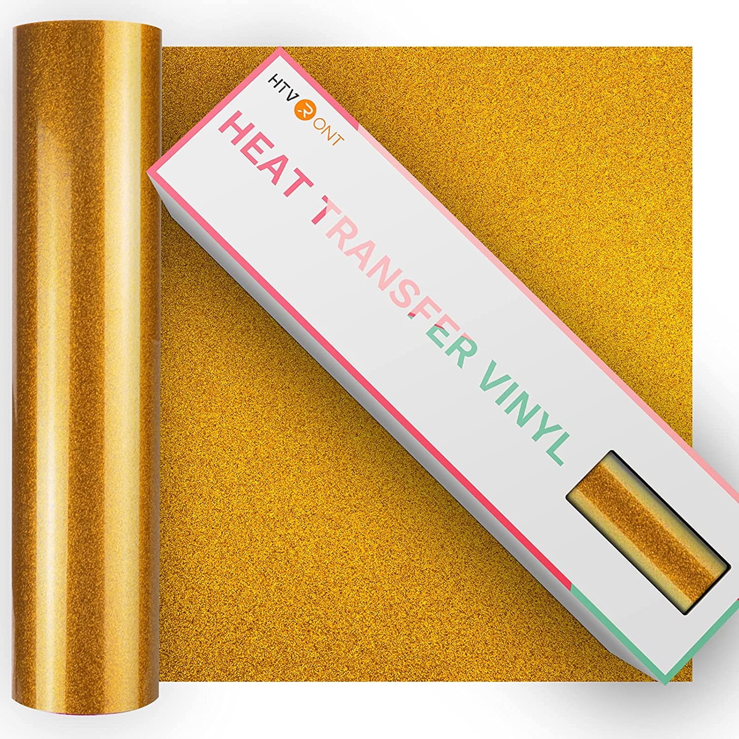 HTVRONT 10" x 15FT Glitter Gold Vinyl Iron on for HTVRONT & All Cutter ...