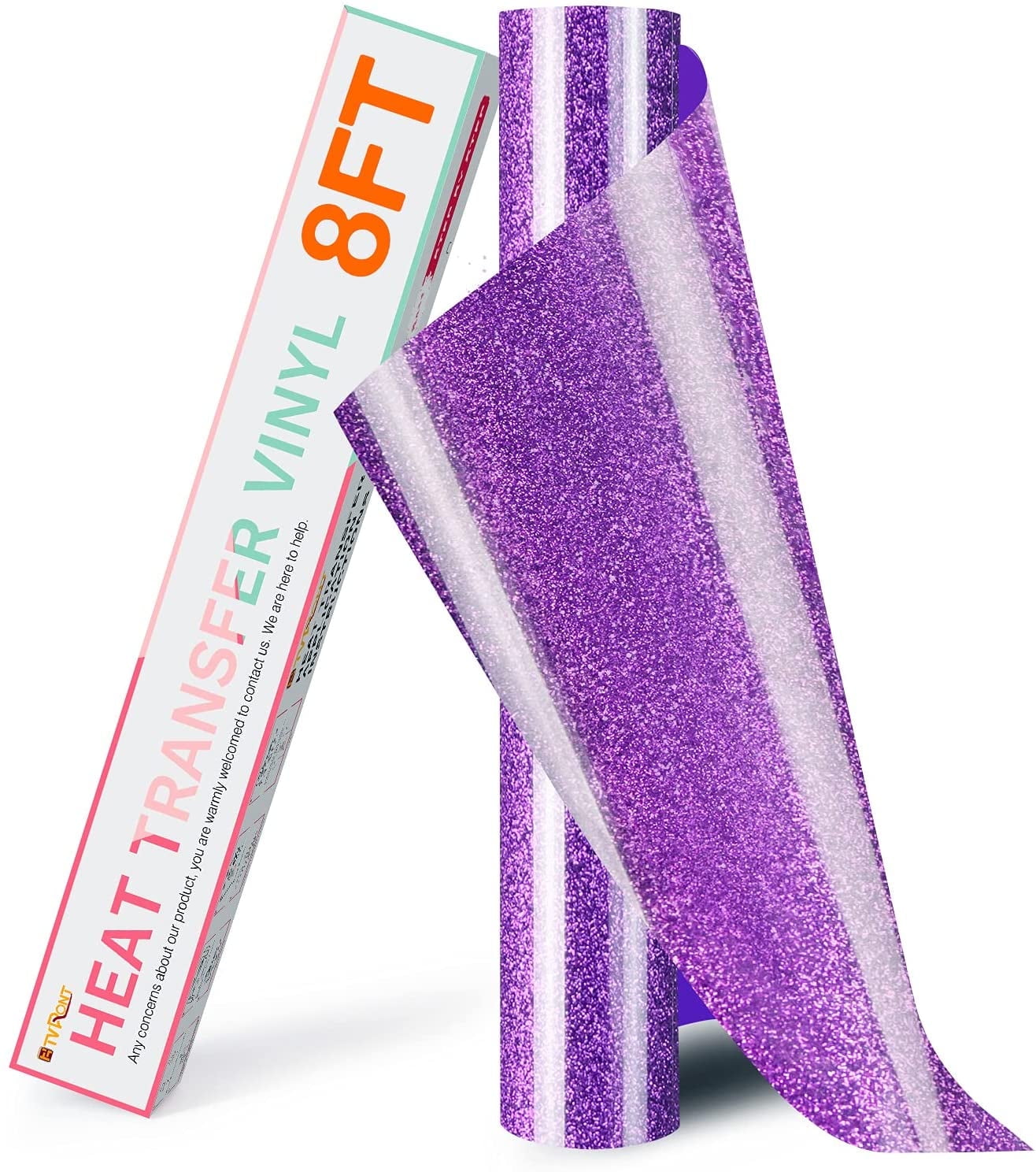 HTVRONT 10" x 8FT Glitter Dark Purple Heat Transfer Vinyl Iron on T ...