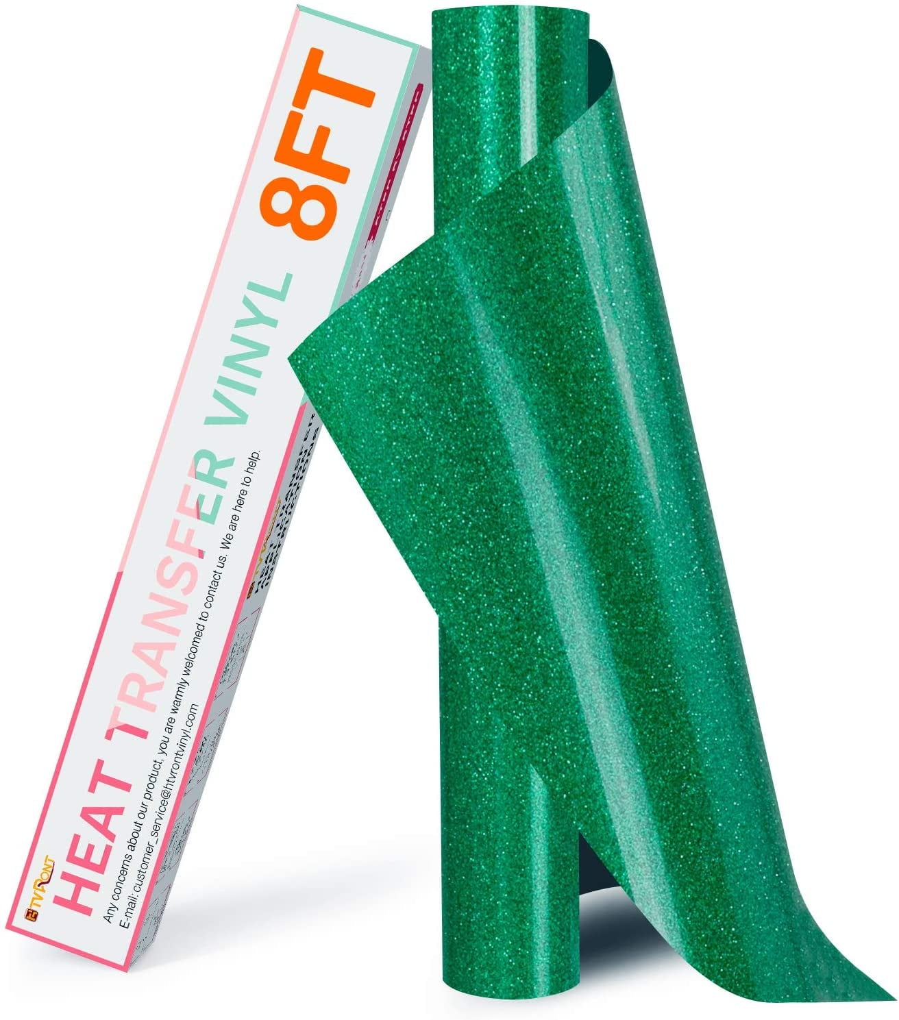 HTVRONT 10" x 8FT Glitter Green Heat Transfer Vinyl Iron on T-shirt HTV ...