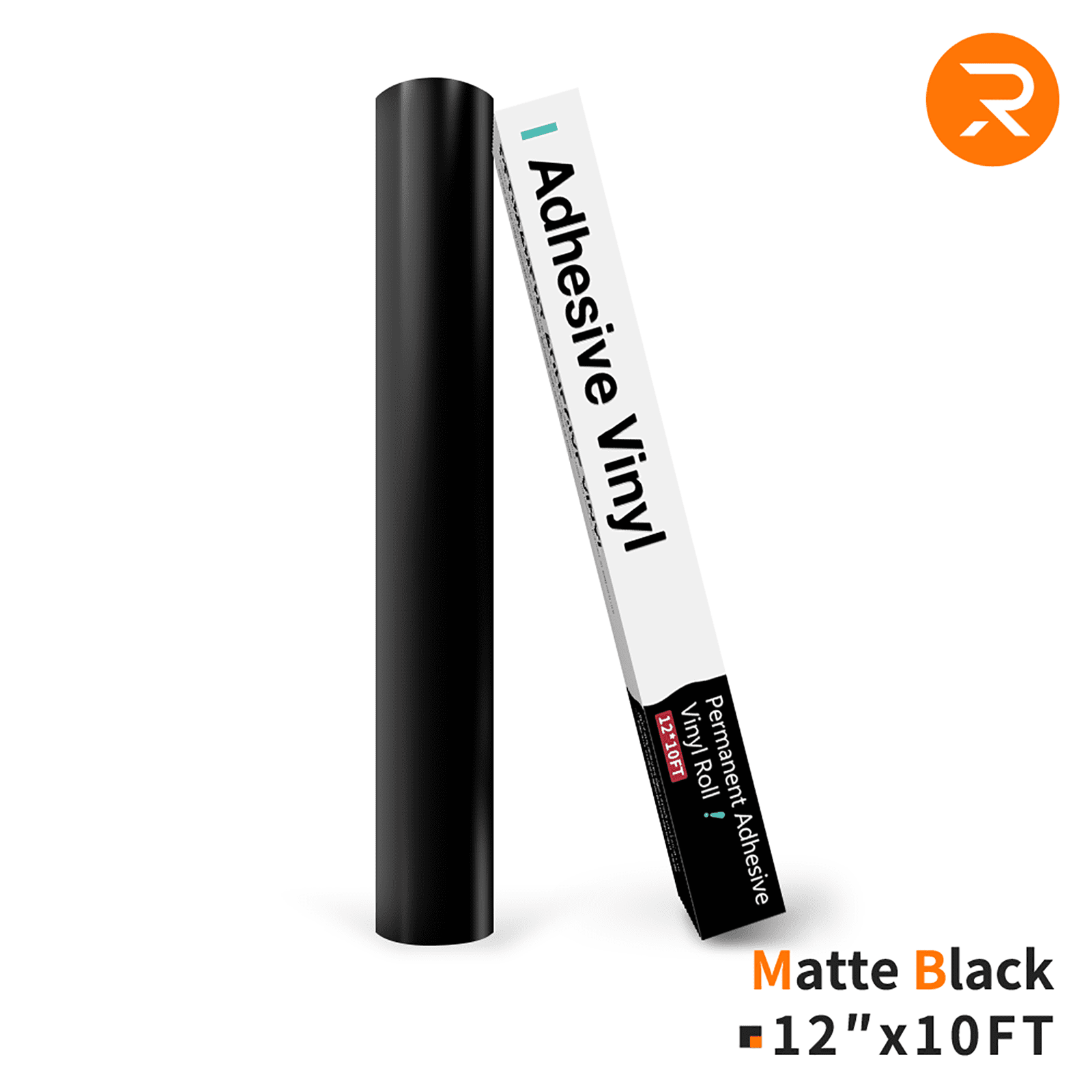 HTVRONT 12" x 10 FT Matte Black Permanent Vinyl Roll, Adhesive, Easy to ...