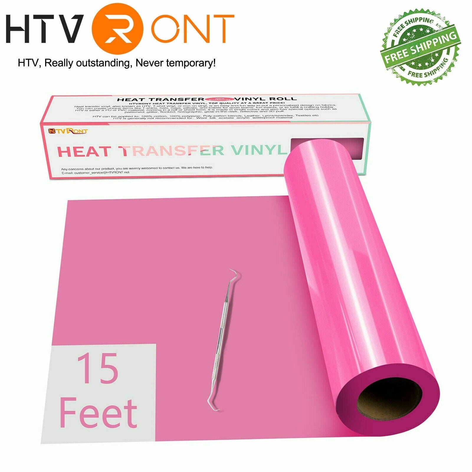 HTVRONT 12" x 15FT Heat Transfer Vinyl Pink HTV Roll Iron on T-Shirts ...