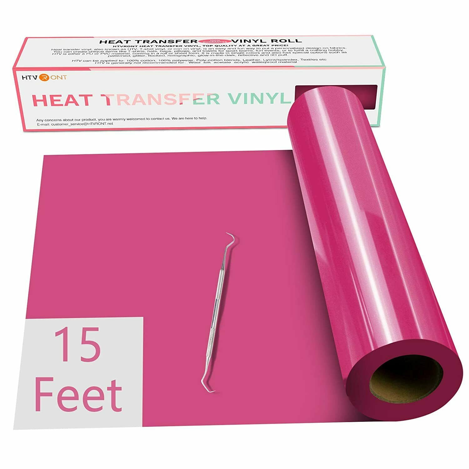 HTVRONT 12" x 15FT Heat Transfer Vinyl Rose Red HTV Roll Iron on T ...