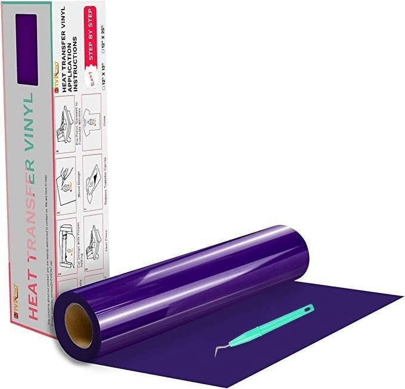HTVRONT 12" x 20FT Purple Vinyl Iron on HTV T-shirt for HTVRONT & All ...