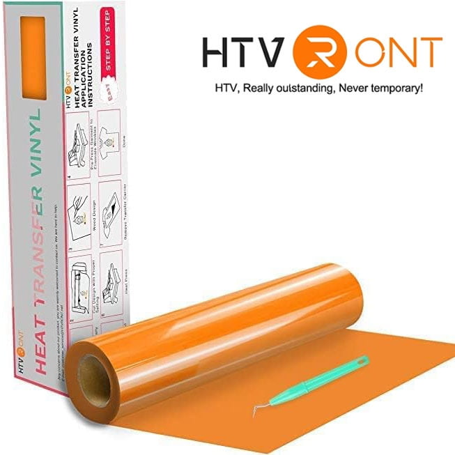HTVRONT 12" x 20ft Heat Transfer Vinyl Orange HTV Rolls for T-Shirts ...