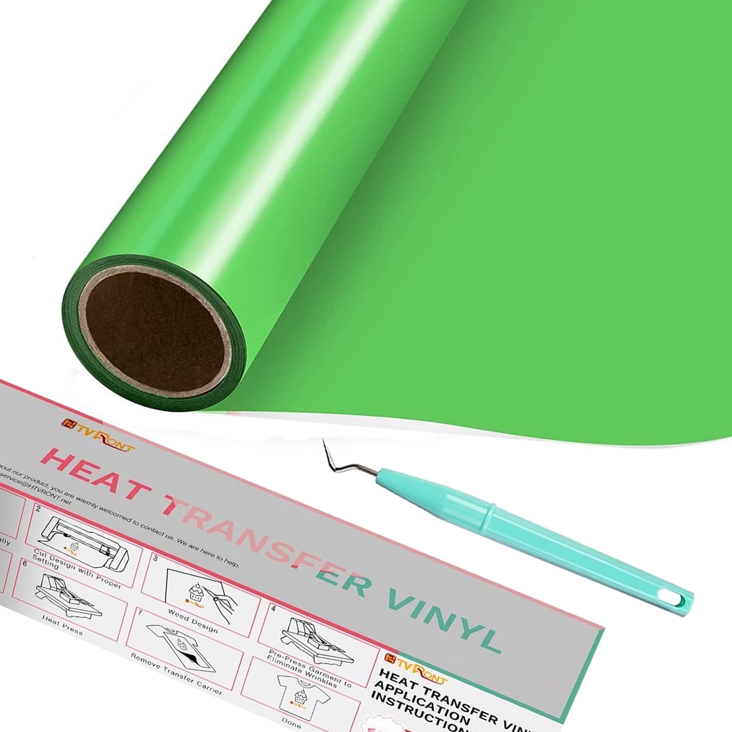 HTVRONT 12" x 25FT Fruit Green HTV Vinyl Iron on Heat Transfer Vinyl ...
