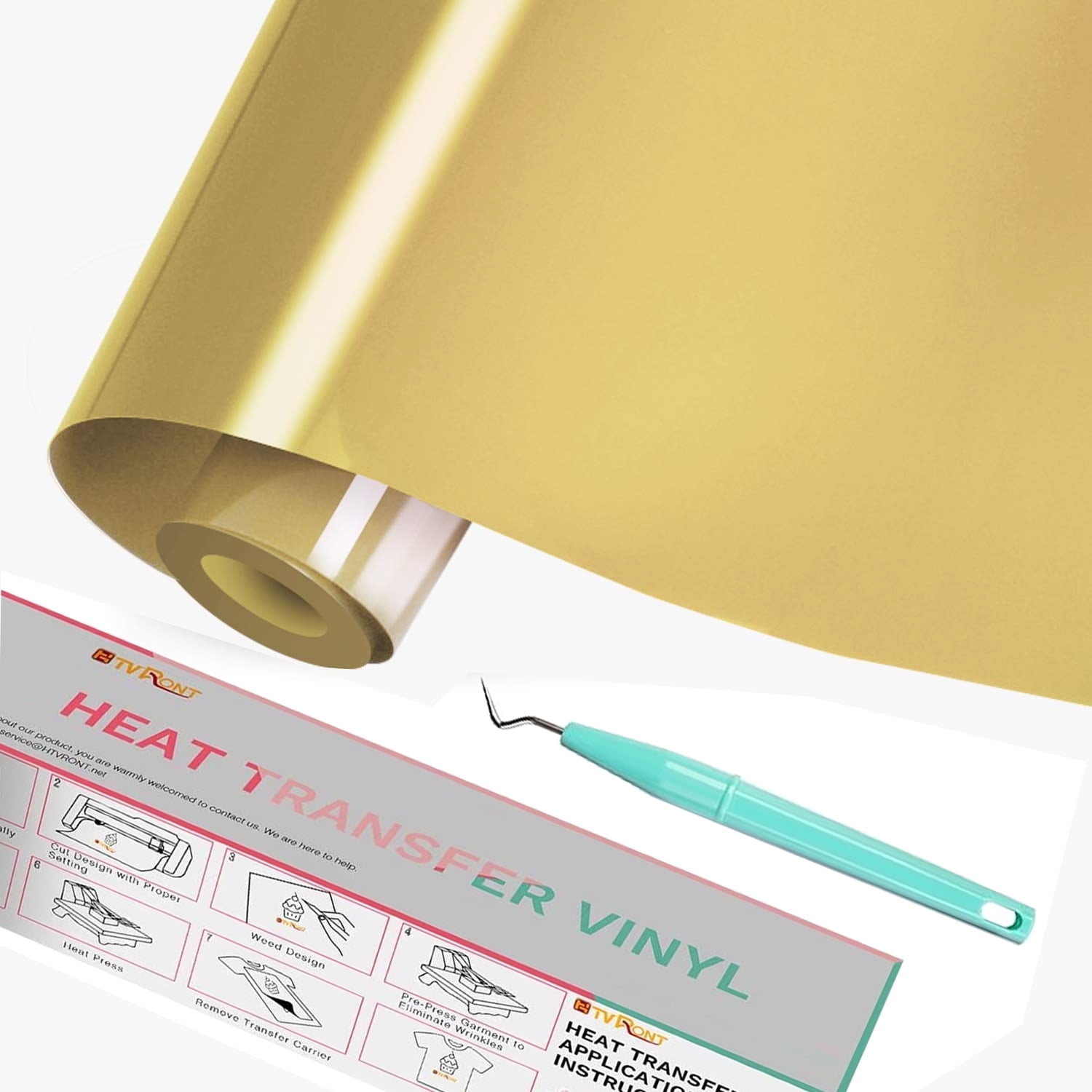 HTVRONT 12" x 25FT Gold HTV Vinyl Iron on Heat Transfer for Cricut ...